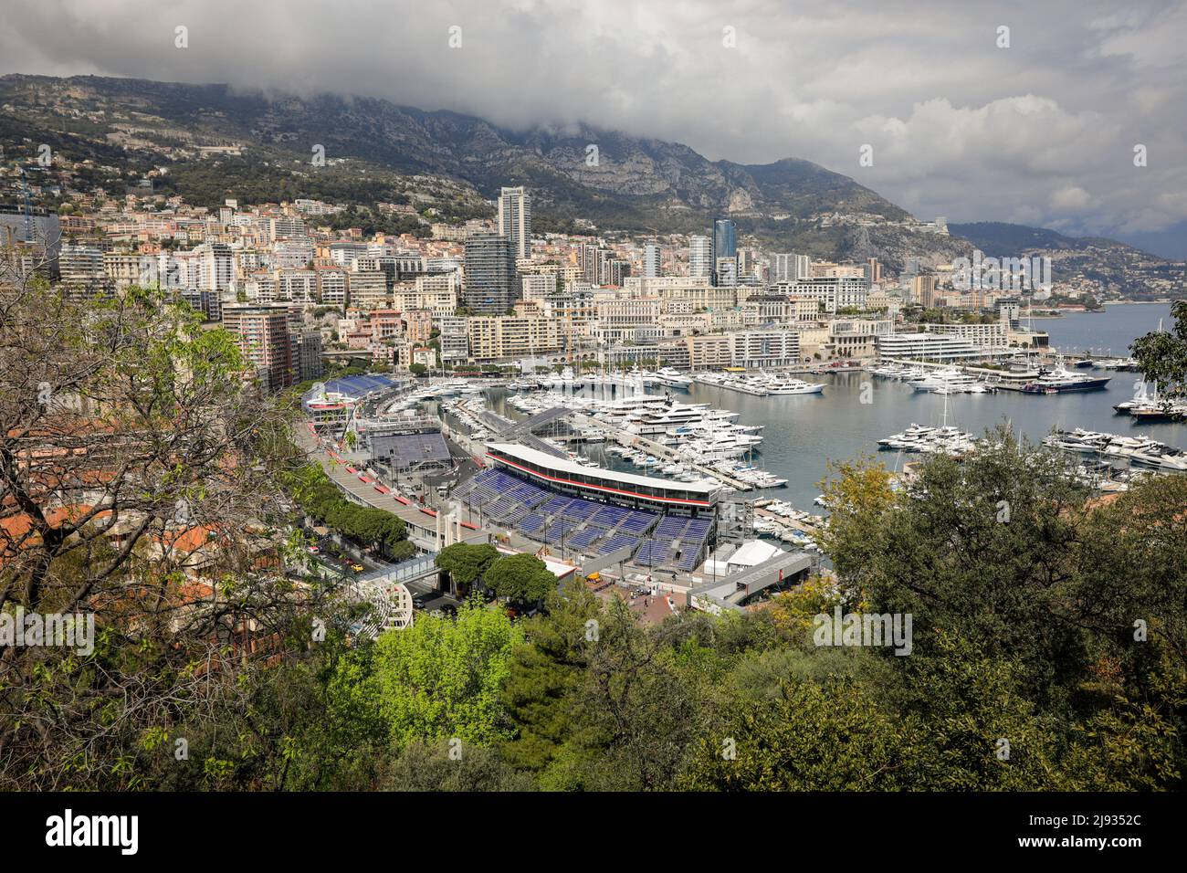 Monaco - April 19, 2022: Overview with the Monaco city and port during ...