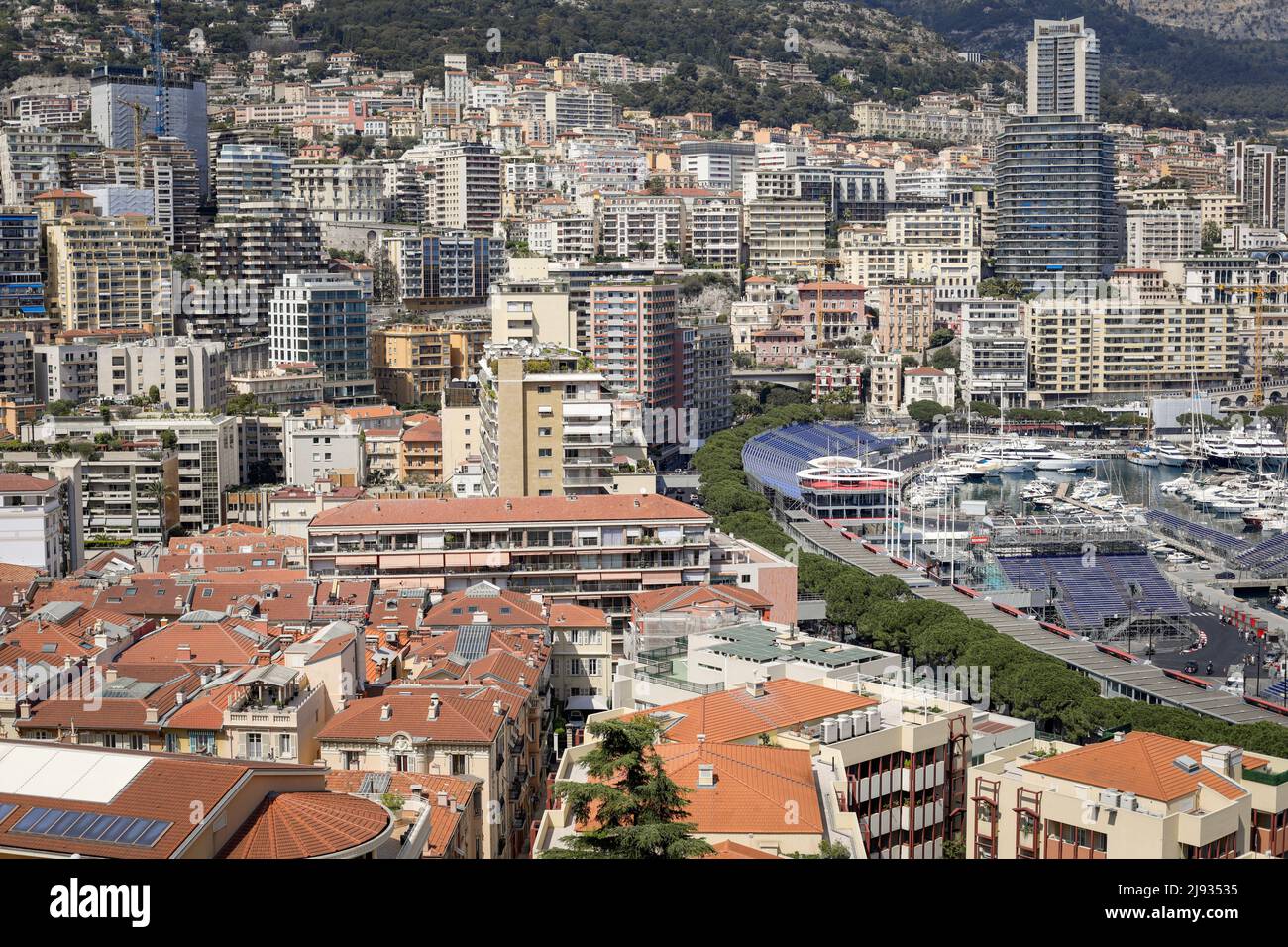 Monaco - April 19, 2022: Overview with the Monaco city and port during ...
