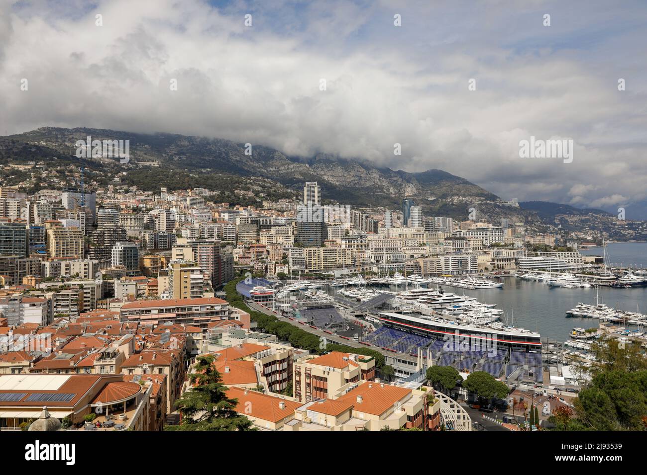 Monaco - April 19, 2022: Overview with the Monaco city and port during ...