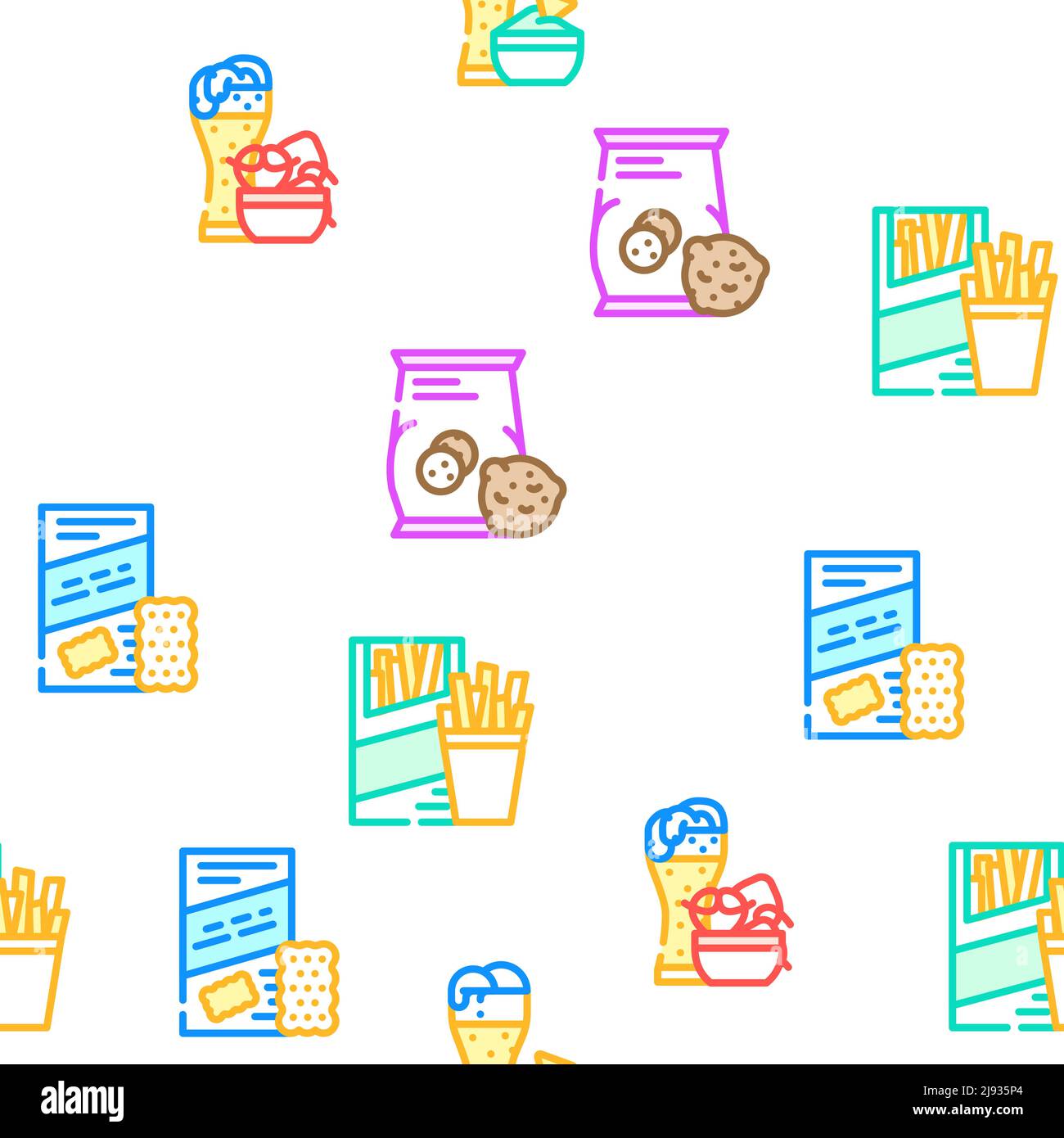 Snacks Food And Drink Vector Seamless Pattern Stock Vector Image & Art ...