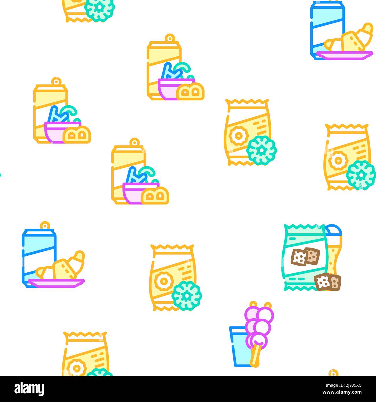 Snacks Food And Drink Vector Seamless Pattern Stock Vector Image & Art ...