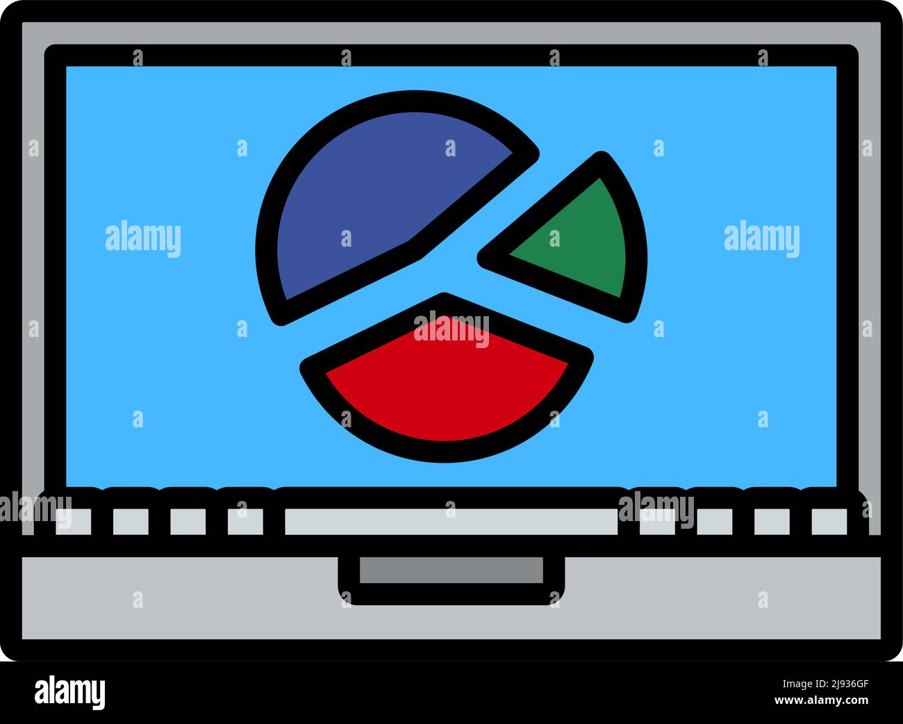 Laptop With Analytics Diagram Icon. Editable Bold Outline With Color ...