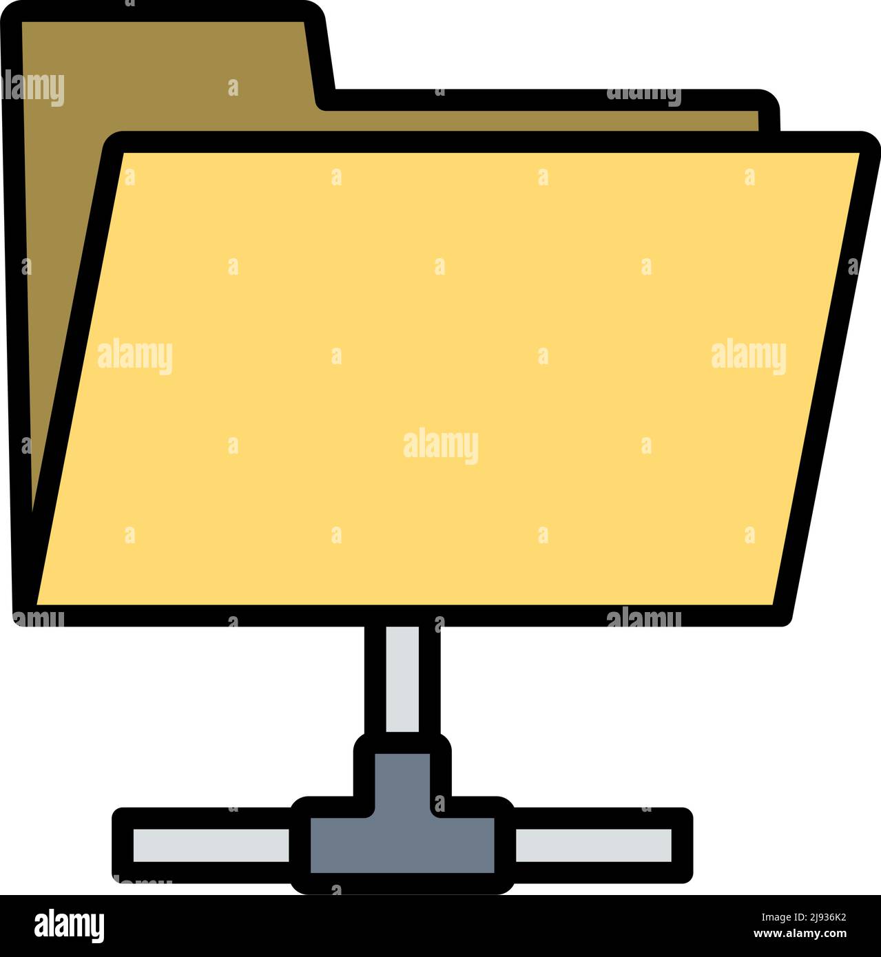Shared Folder Icon. Editable Bold Outline With Color Fill Design ...