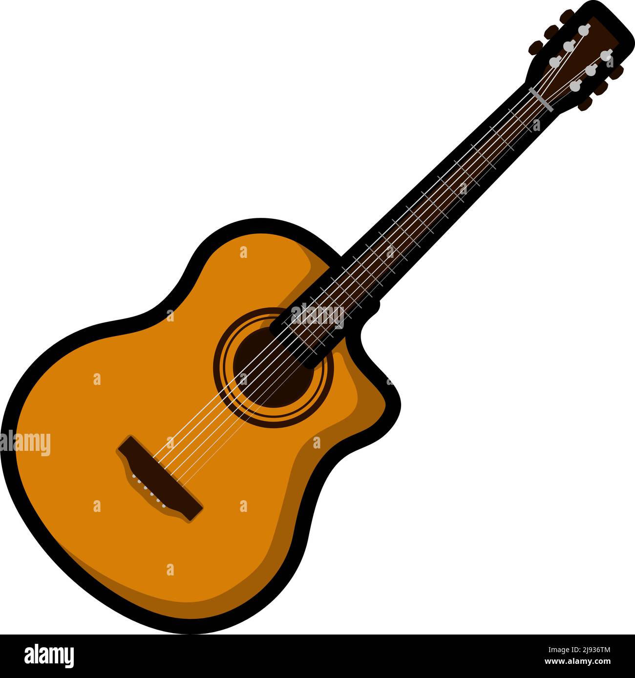 Acoustic Guitar Icon. Editable Bold Outline With Color Fill Design ...