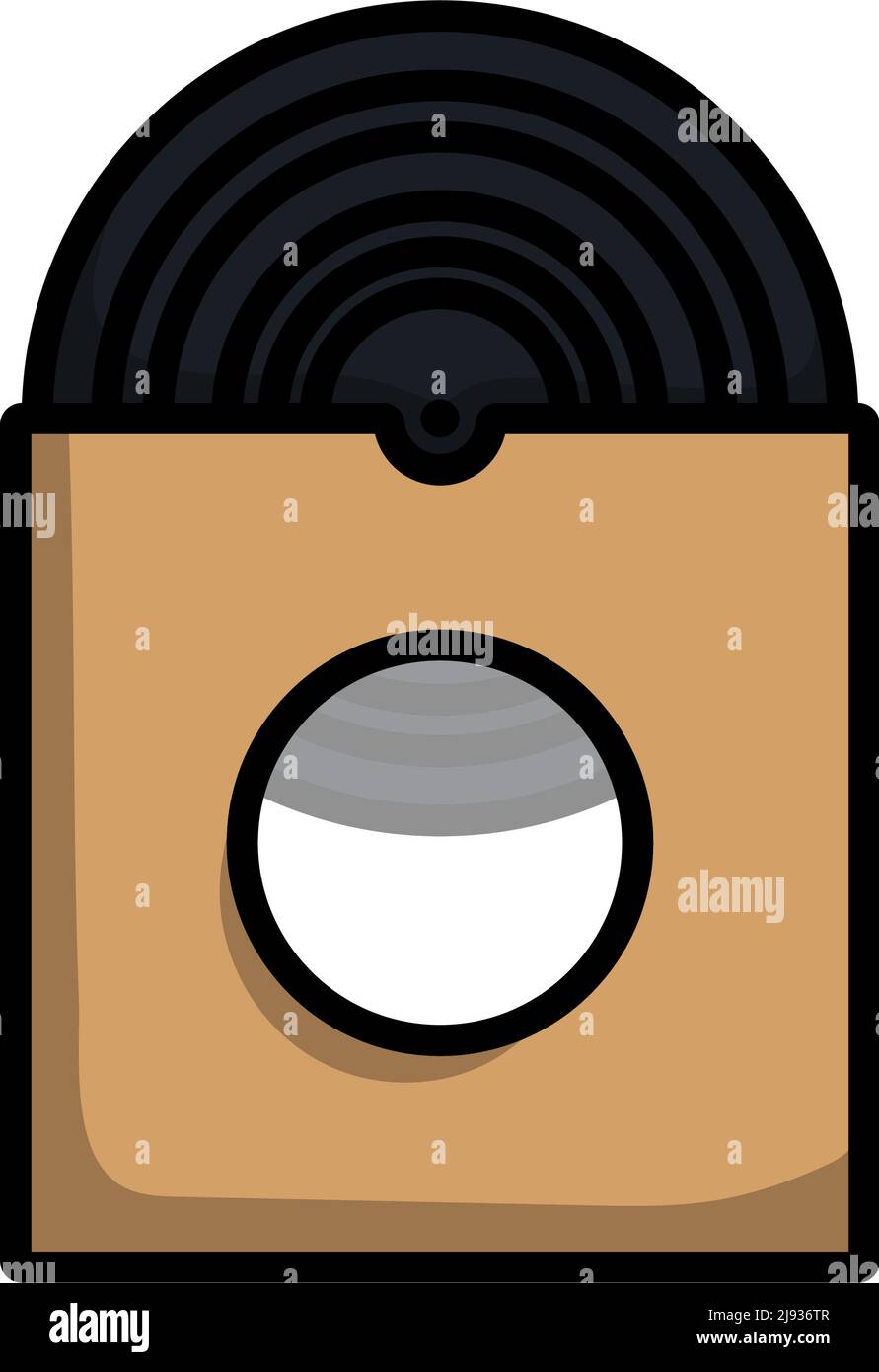 Vinyl Record In Envelope Icon. Editable Bold Outline With Color Fill ...