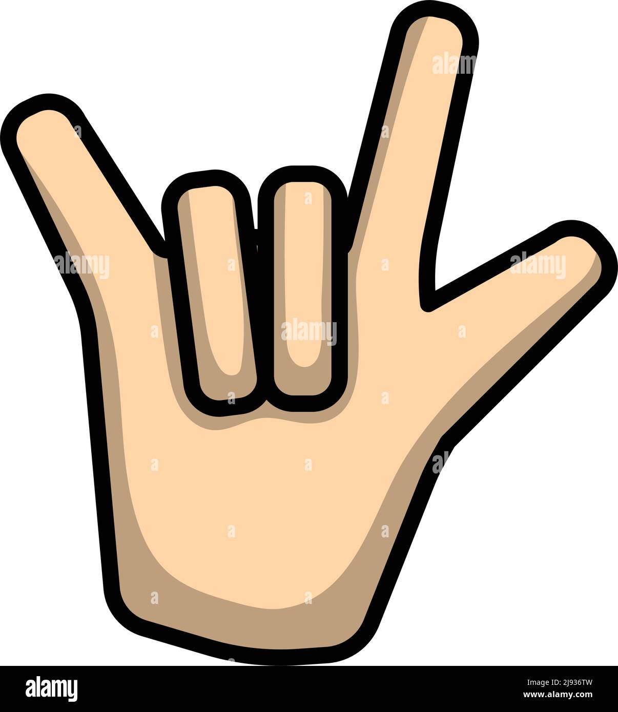 Rock Hand Icon. Editable Bold Outline With Color Fill Design. Vector ...
