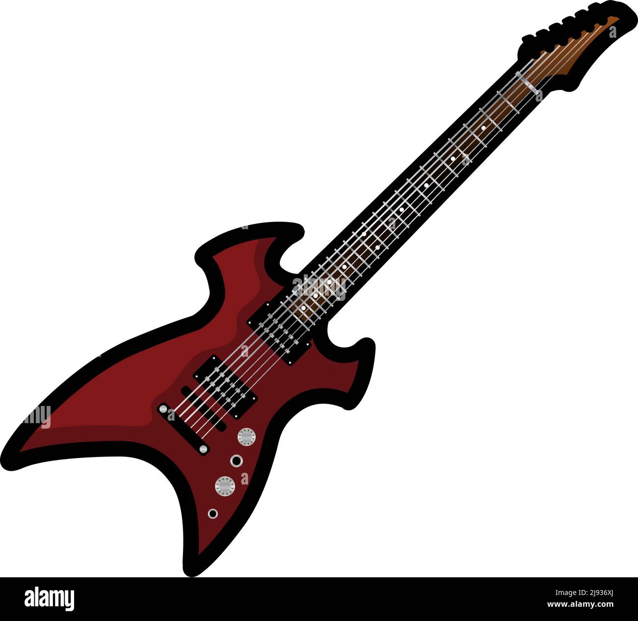 Electric Guitar Icon. Editable Bold Outline With Color Fill Design ...