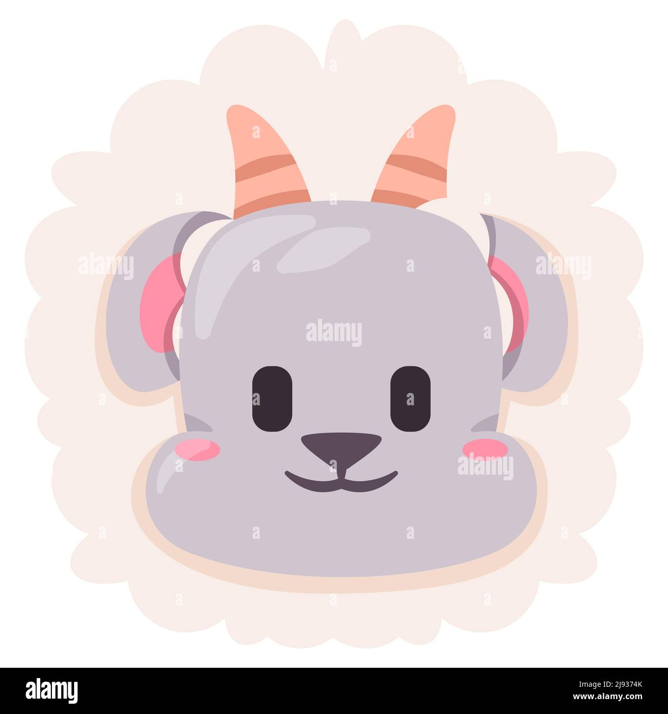 Lamb sheep goat face mask illustration smile head wild animal smile and ...