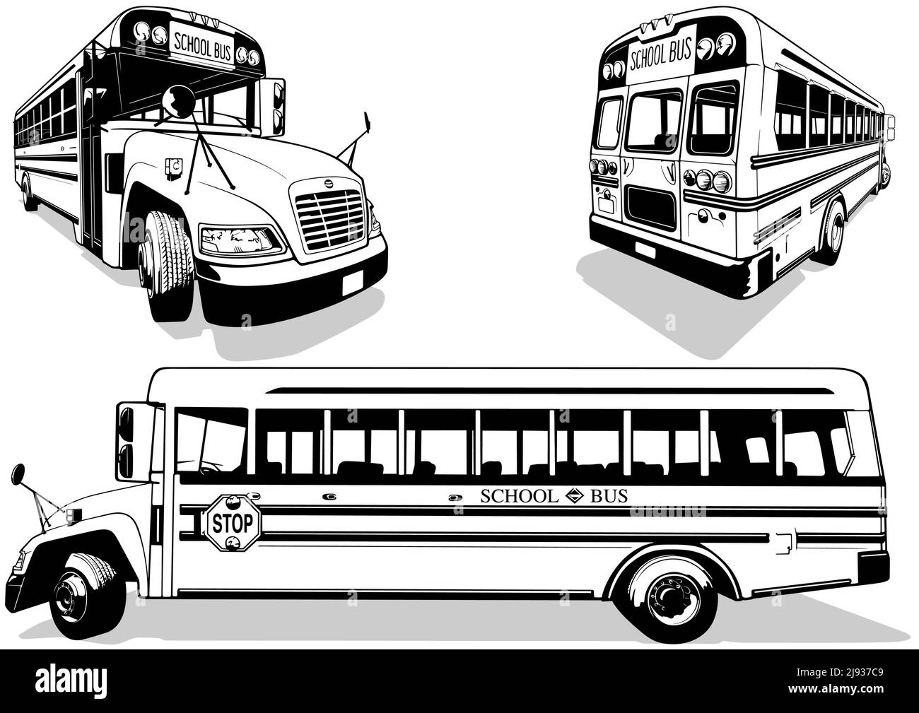 Set of Drawings with a School Bus Stock Vector Image & Art - Alamy