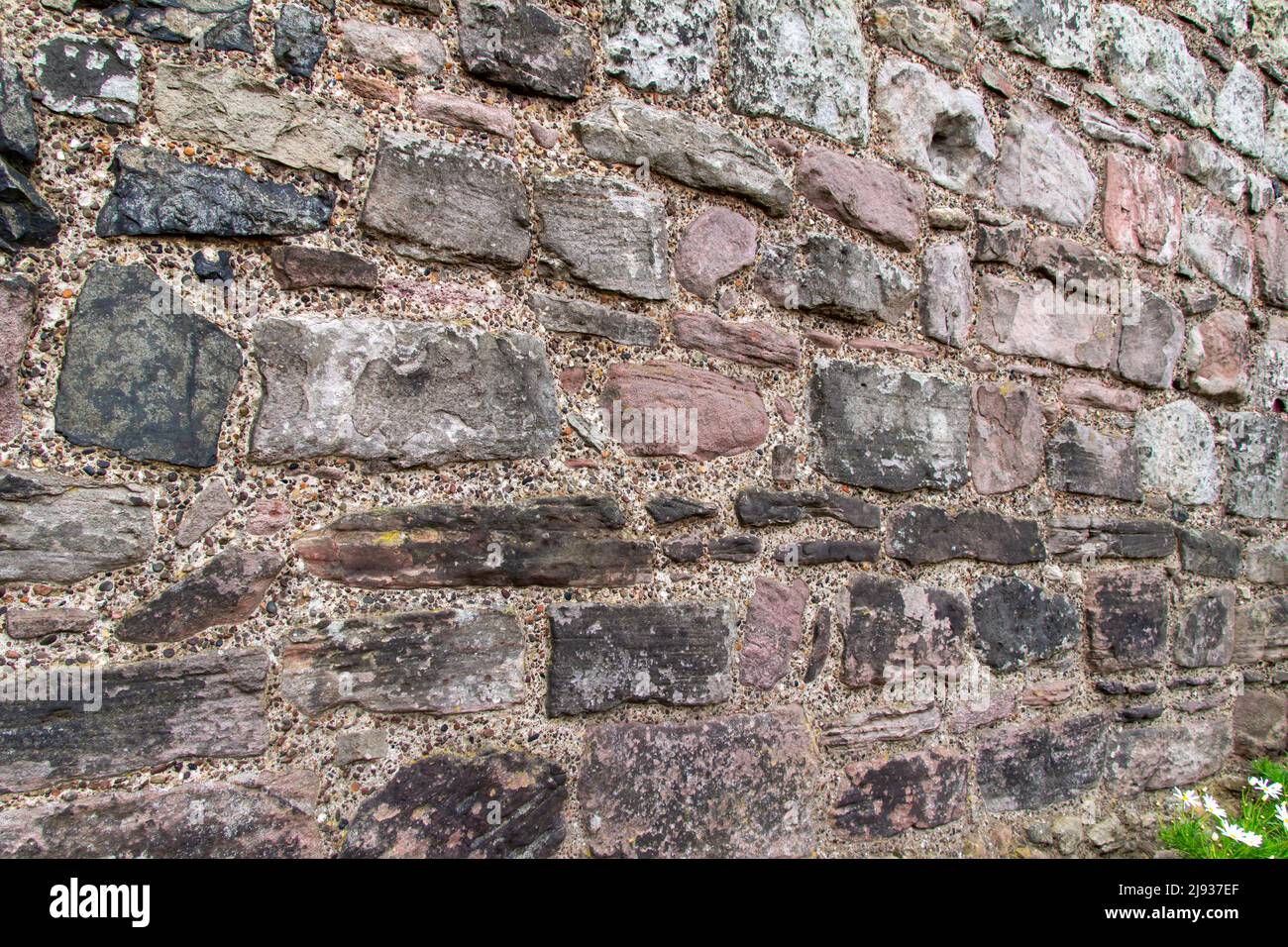 Beautiful old medieval European stone wall texture background, with ...