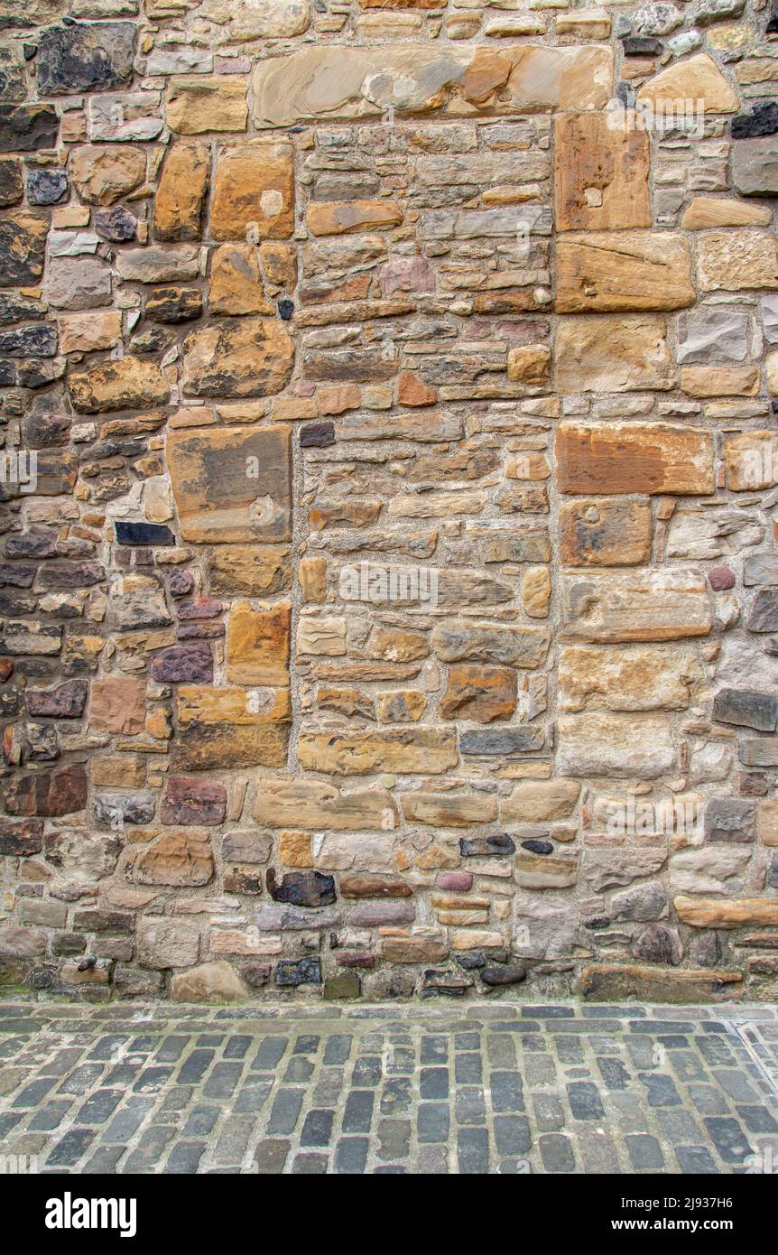 Beautiful old medieval European stone wall texture background, with ...