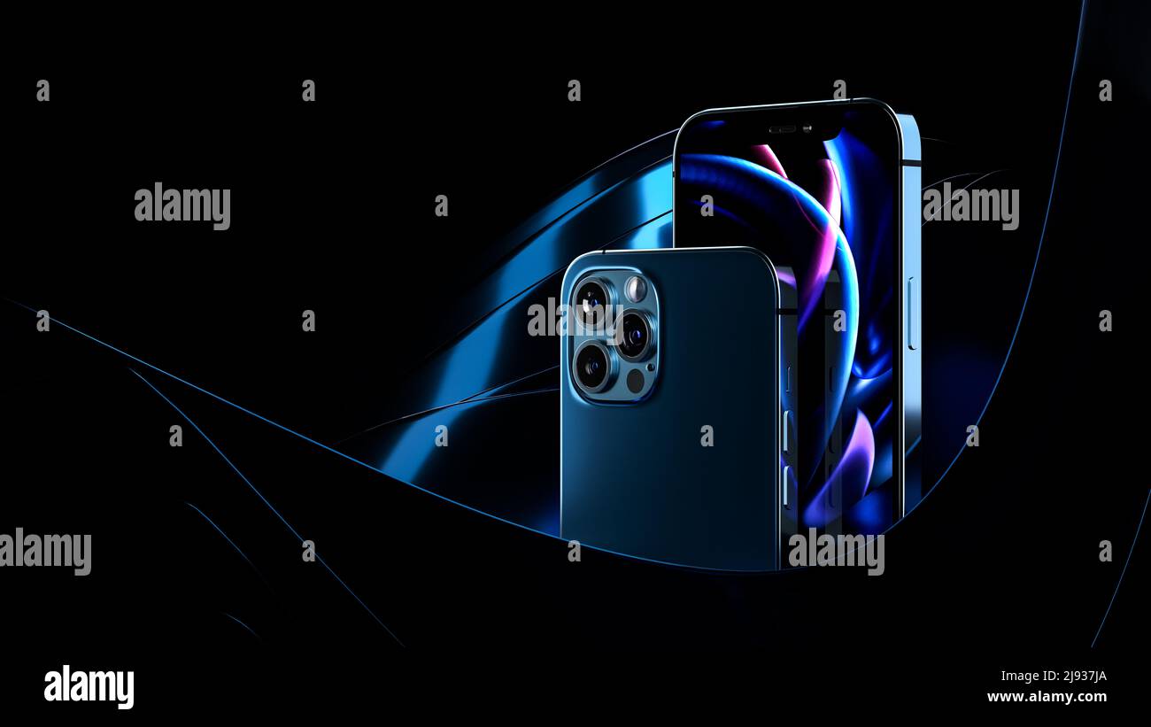 dramatic elegant luxury 3d render of modern smartphone mobile phone for ...