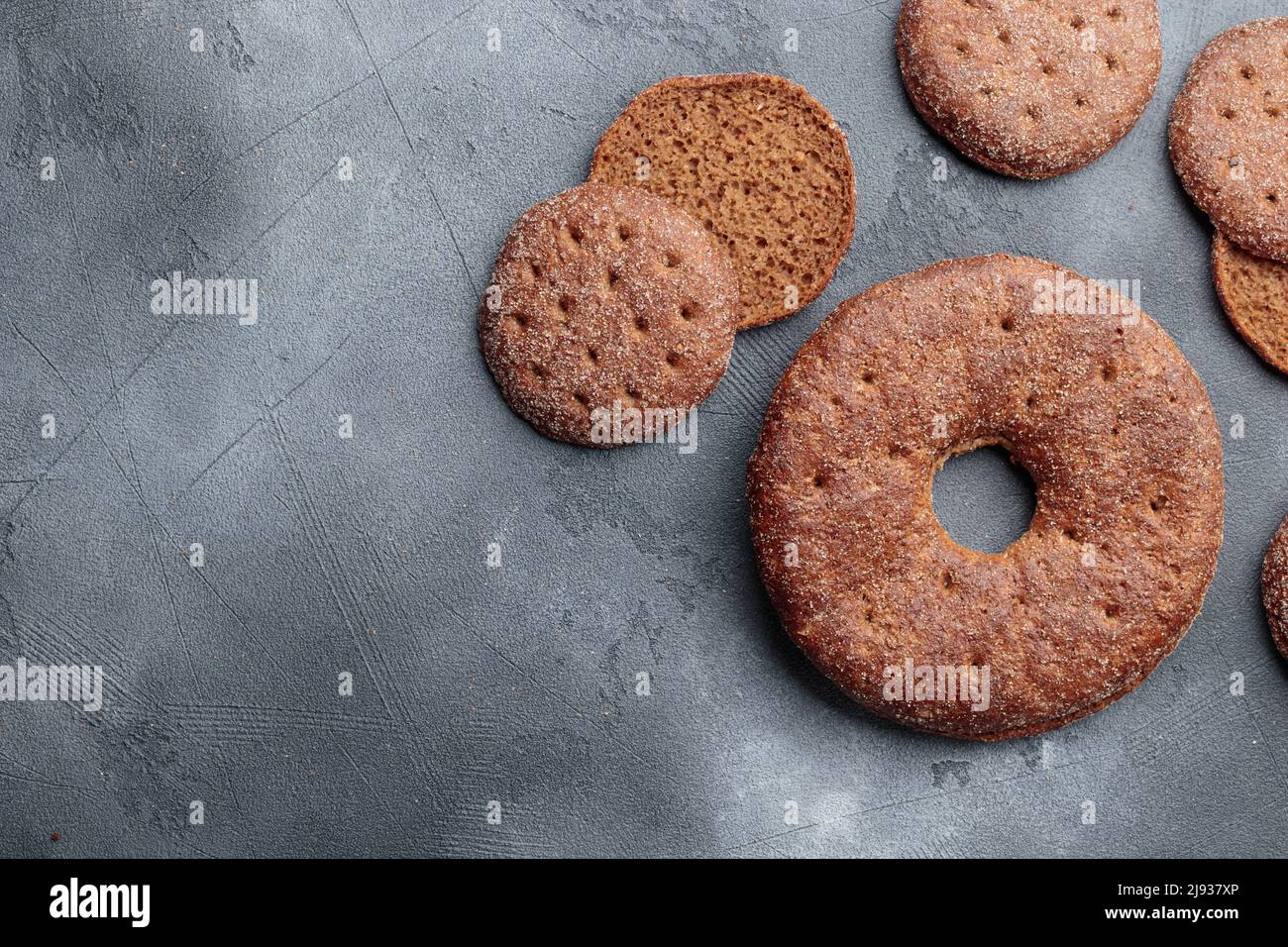 Reikaleipa - traditional finnish rye bread on a gray concrete ...