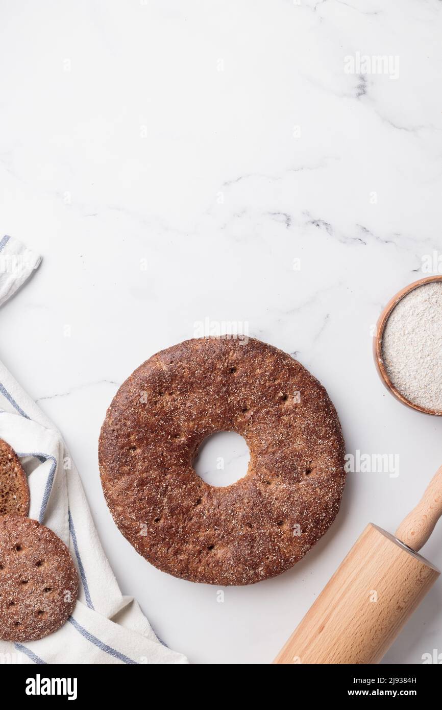Reikaleipa - traditional finnish rye bread on a white background Stock ...