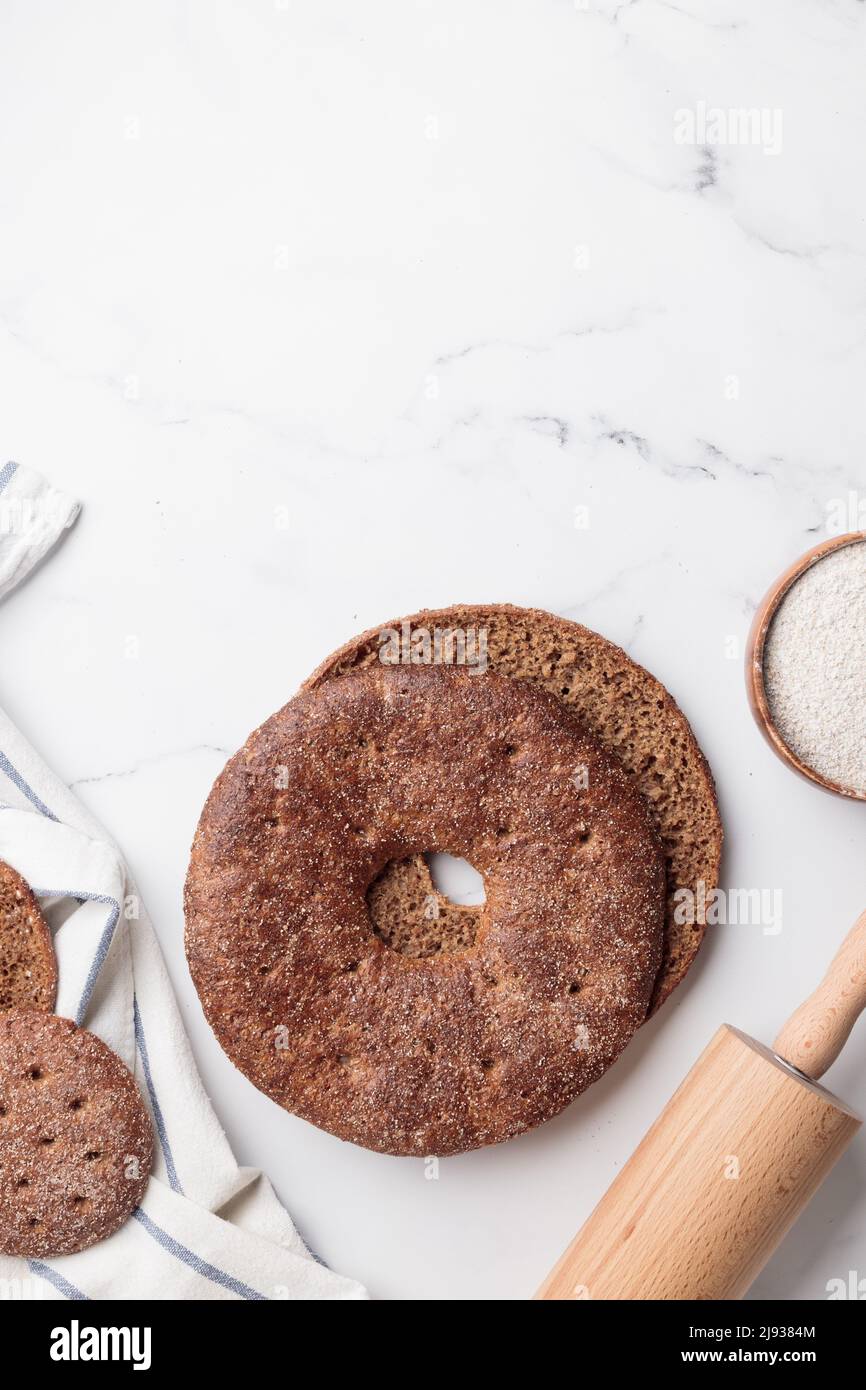 Reikaleipa - traditional finnish rye bread on a white background Stock ...
