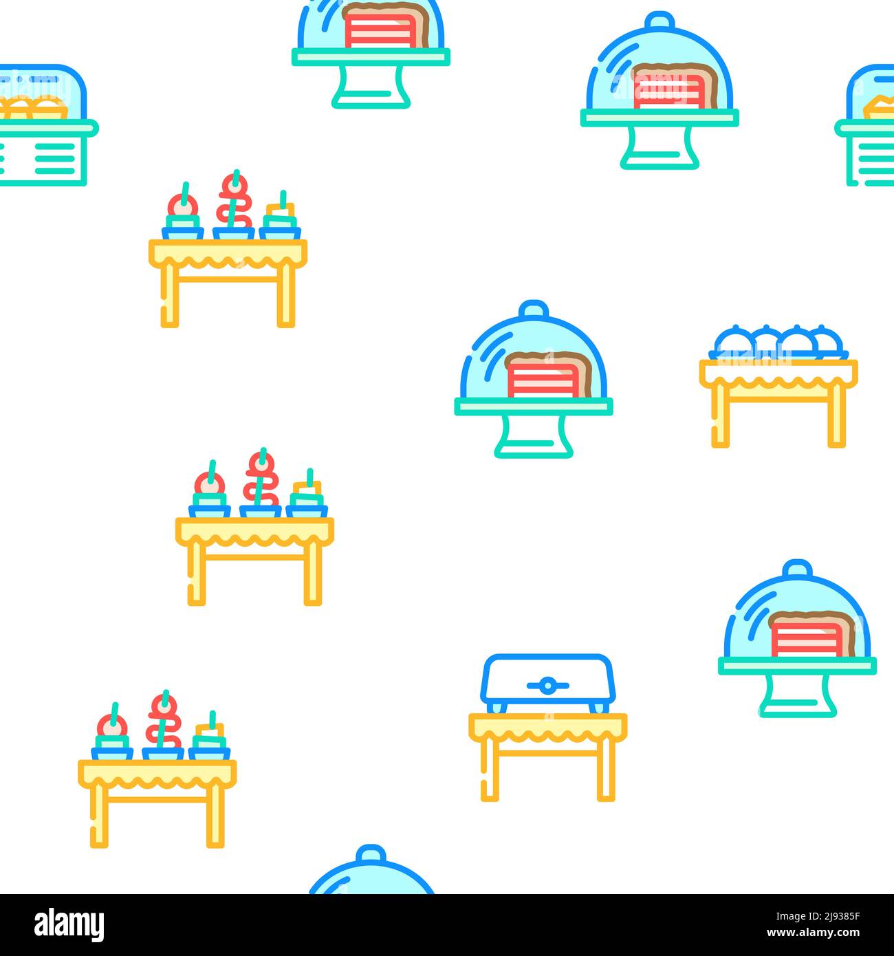 Buffet Food And Drinks Vector Seamless Pattern Stock Vector Image & Art ...