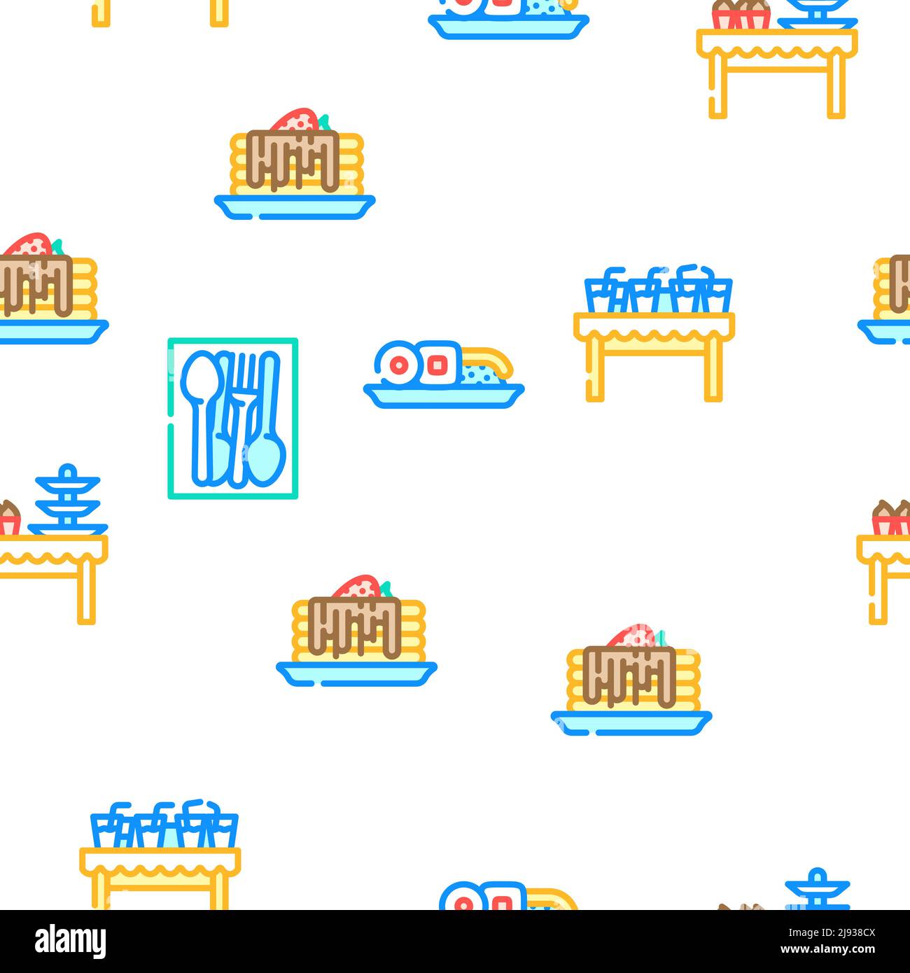 Buffet Food And Drinks Vector Seamless Pattern Stock Vector Image & Art ...