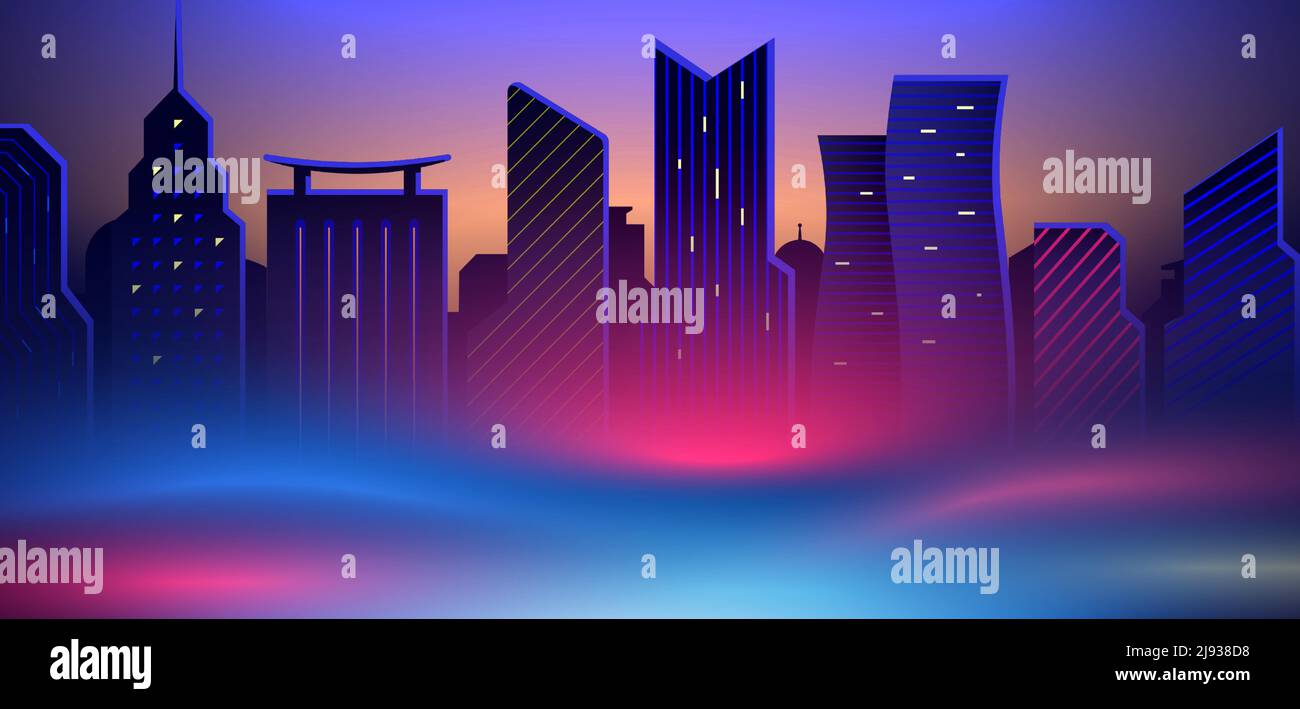 Cyberpunk city lights Stock Vector Images - Alamy