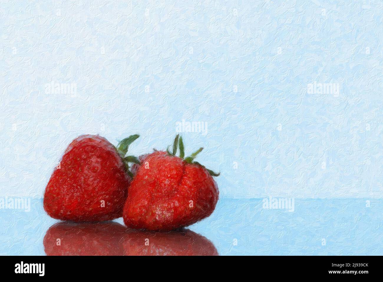 Strawberries isolated. Strawberry with leaf isolate. Two whole ...