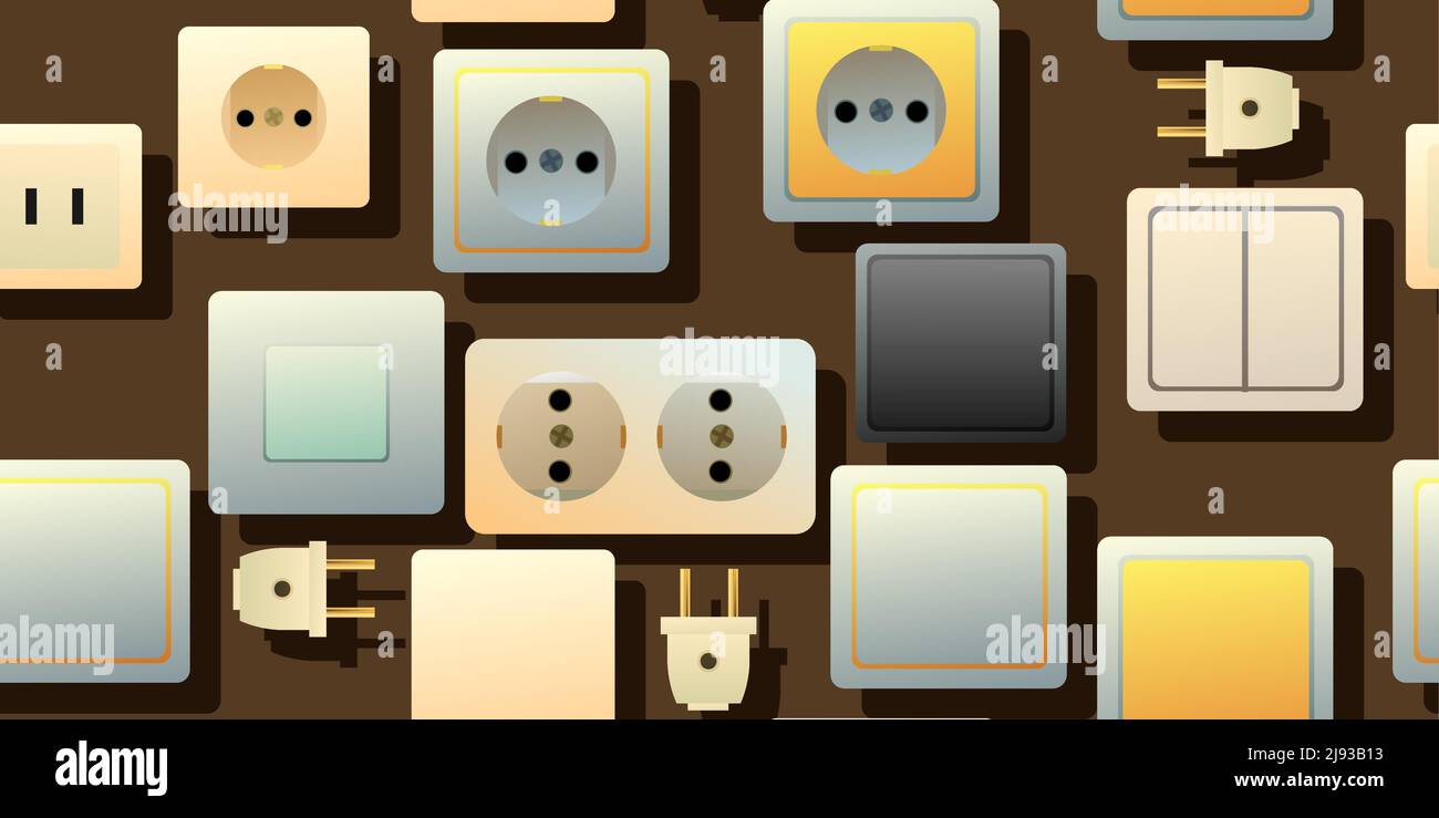 Sockets and switches. Electrical appliances for home network. Spare ...
