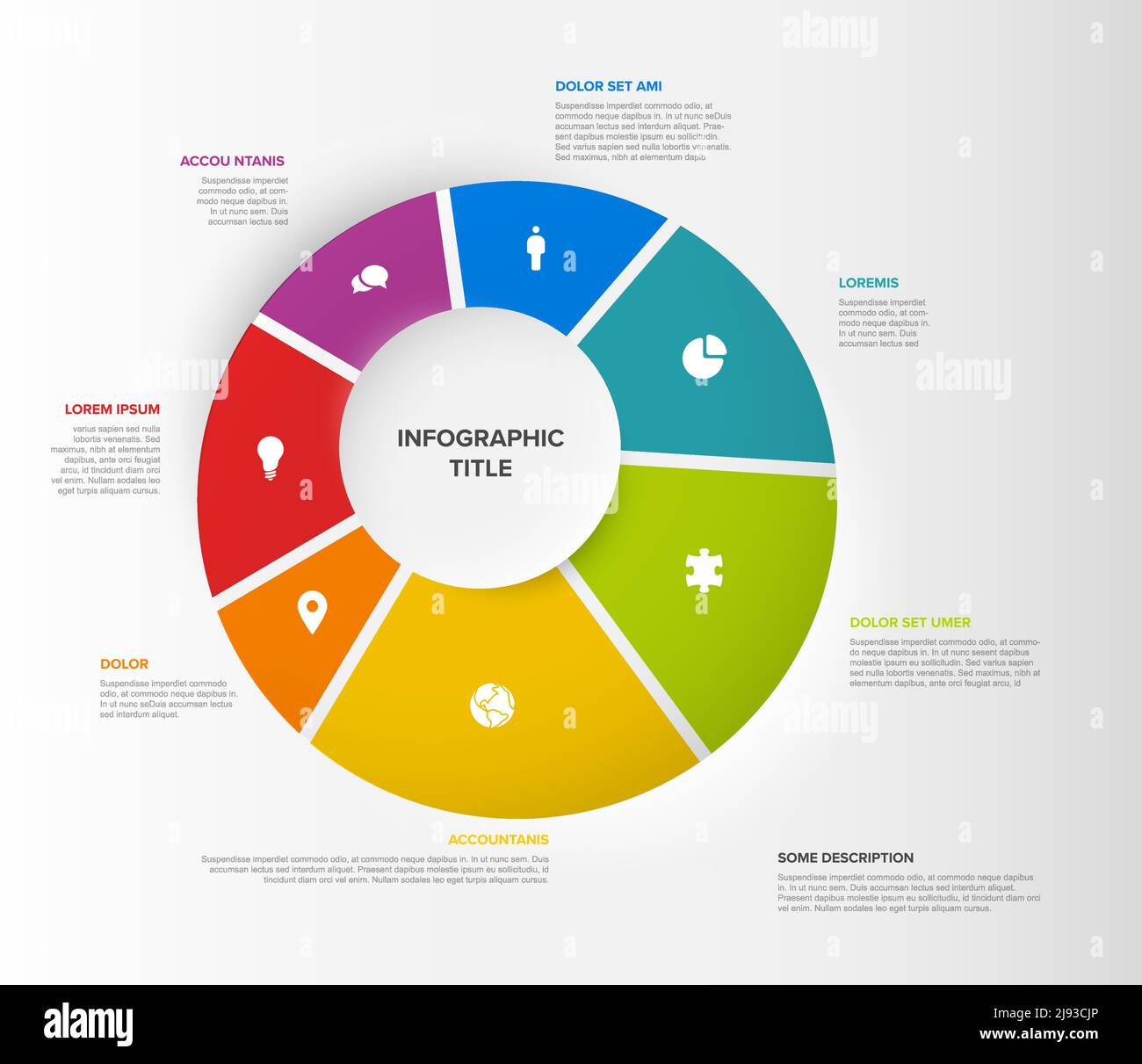 Vector multipurpose Infographic template made from seven pie chart ...