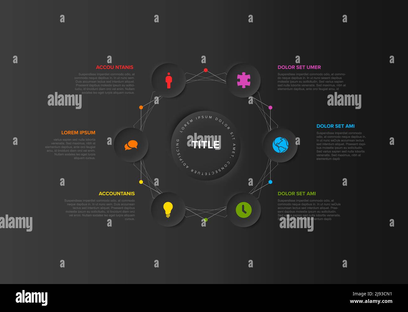Vector multipurpose Infographic template with title and six elements ...