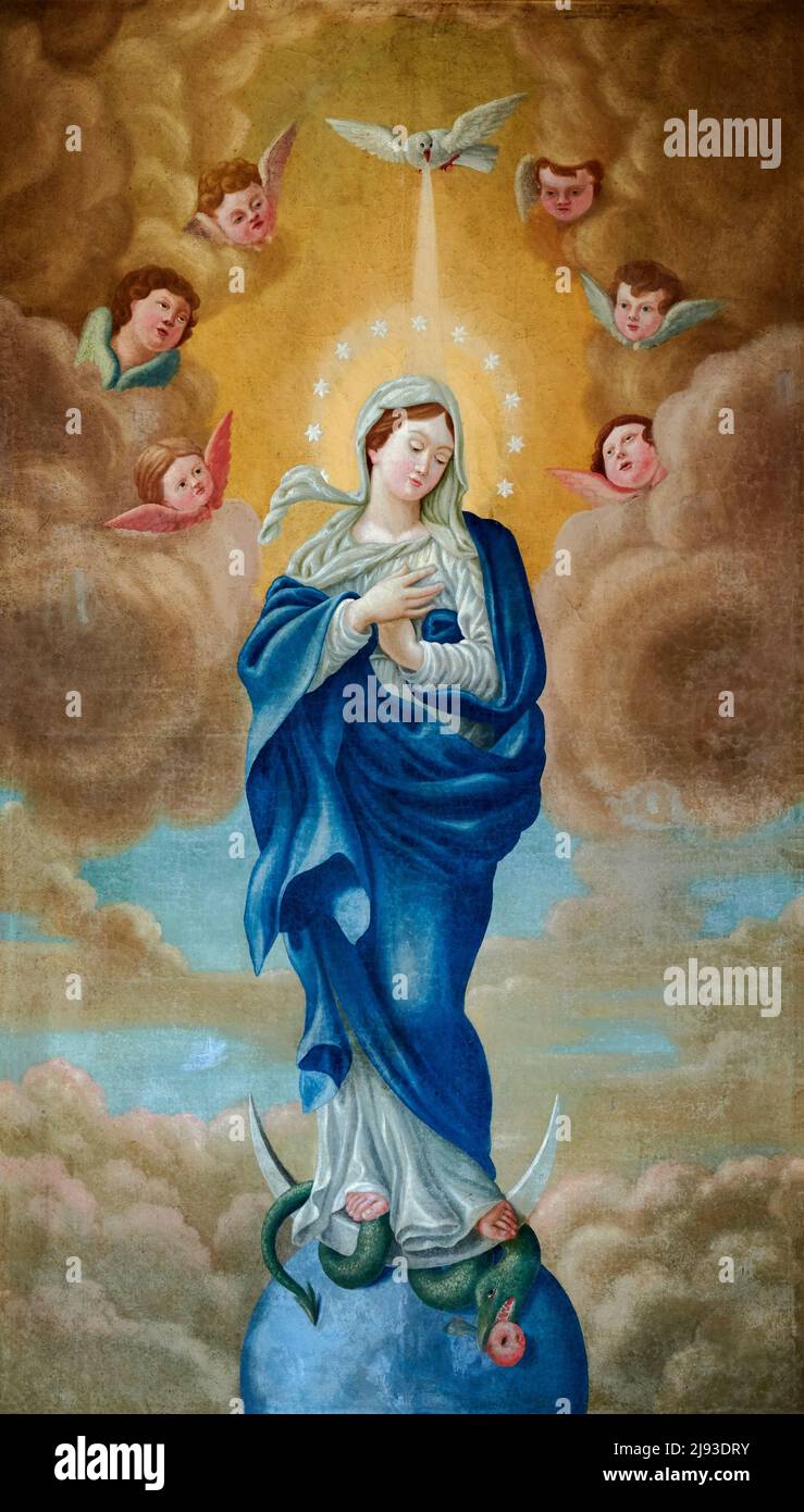 Madonna Immacolata - olio su tela - pittore lunigianese - prima metà ...