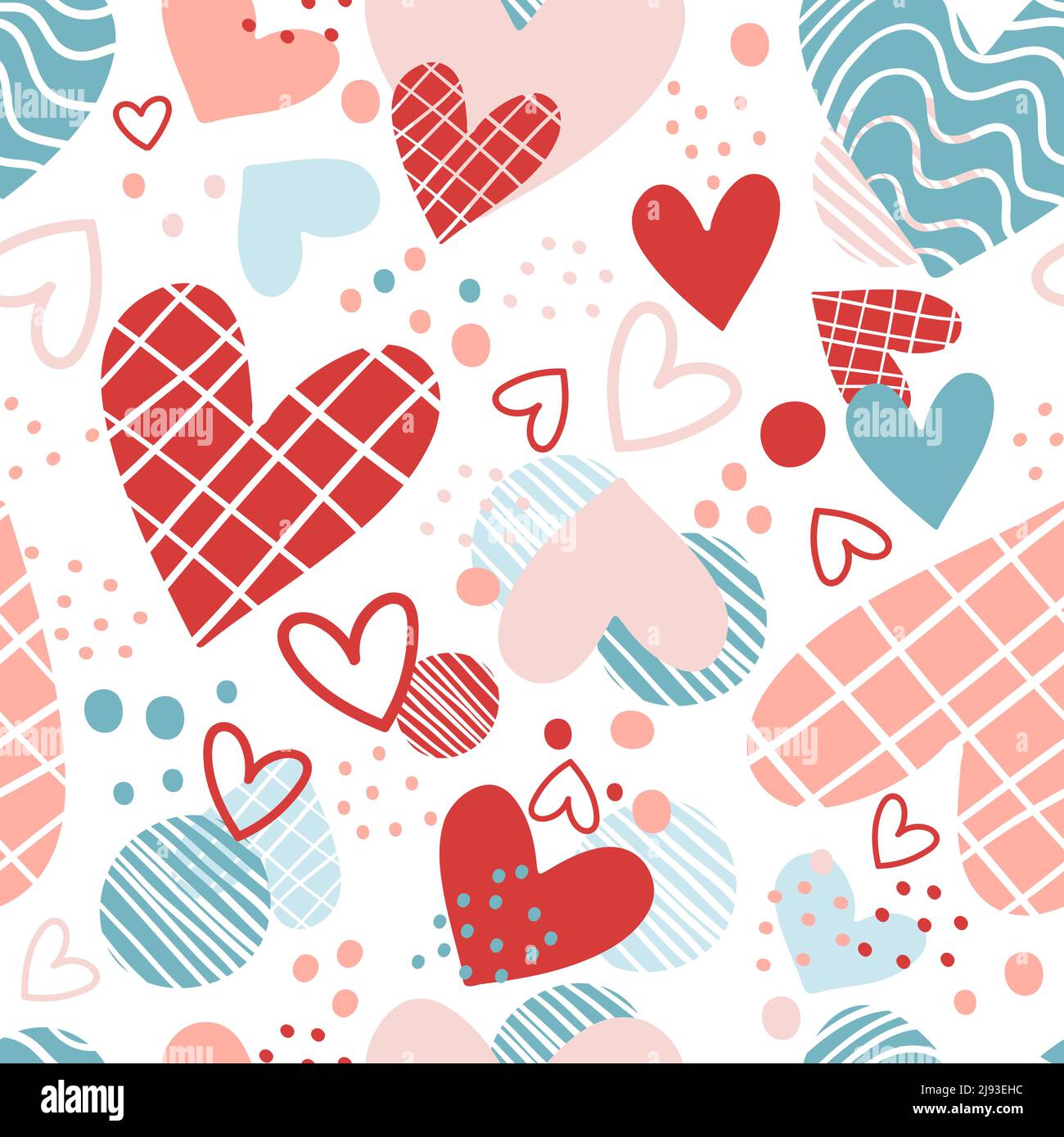 Pattern with hand drawn hearts. Abstract seamless pattern in minimalism ...