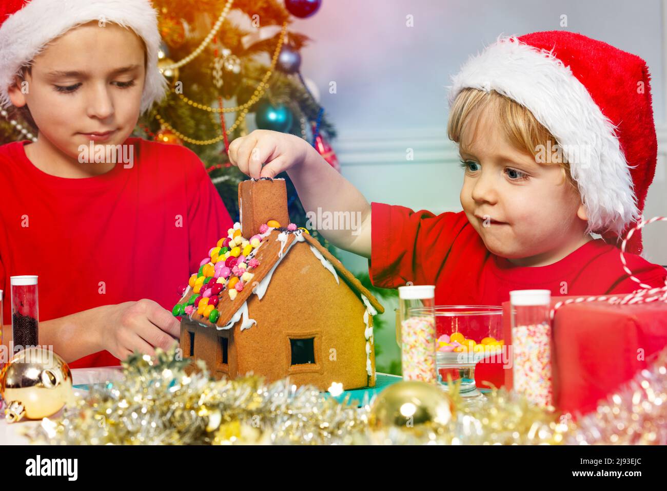 Child making christmas craft hi-res stock photography and images - Alamy