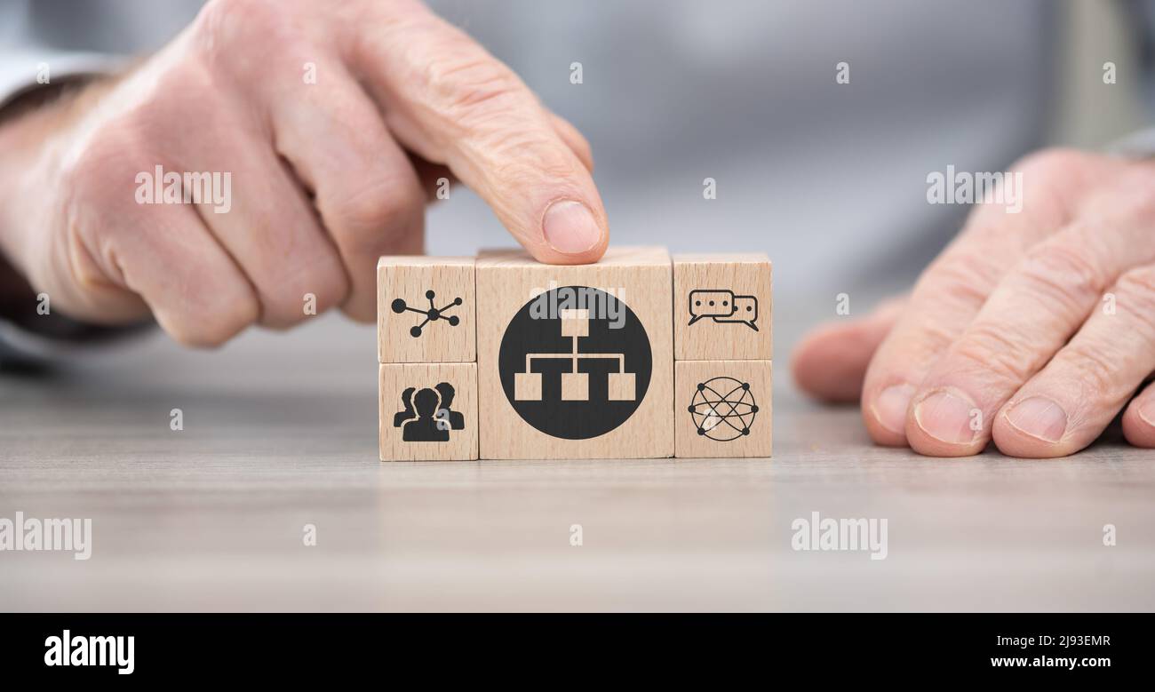 Wooden blocks with symbol of network marketing concept Stock Photo - Alamy