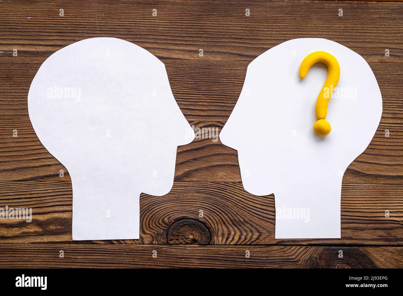 No doubt or solving problem. Question mark with paper human head Stock ...
