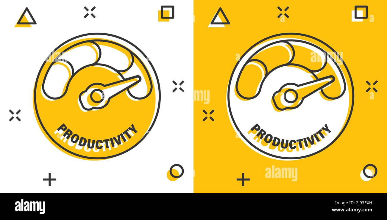 Productivity icon in comic style. Process strategy cartoon vector ...