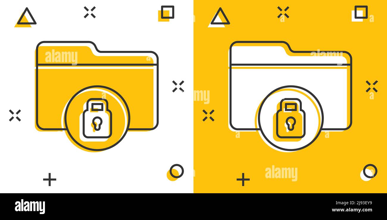 Files folder permission icon in comic style. Document access cartoon ...