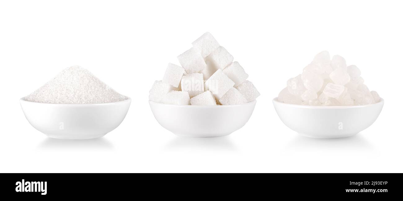 The Set of of white sugar isolated on white background Stock Photo - Alamy