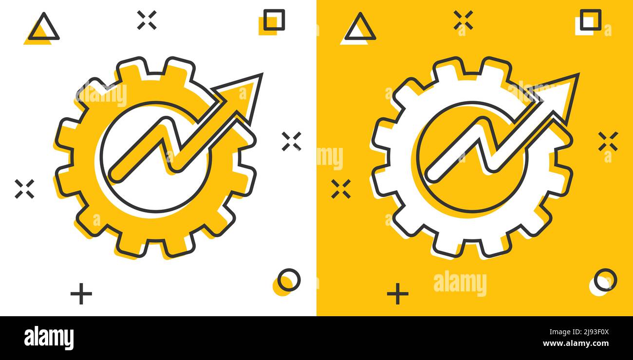 Productivity icon in comic style. Process strategy cartoon vector ...