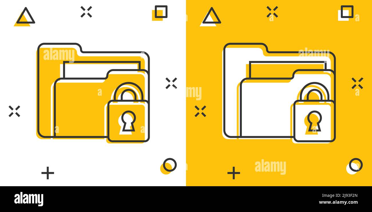 Files folder permission icon in comic style. Document access cartoon ...