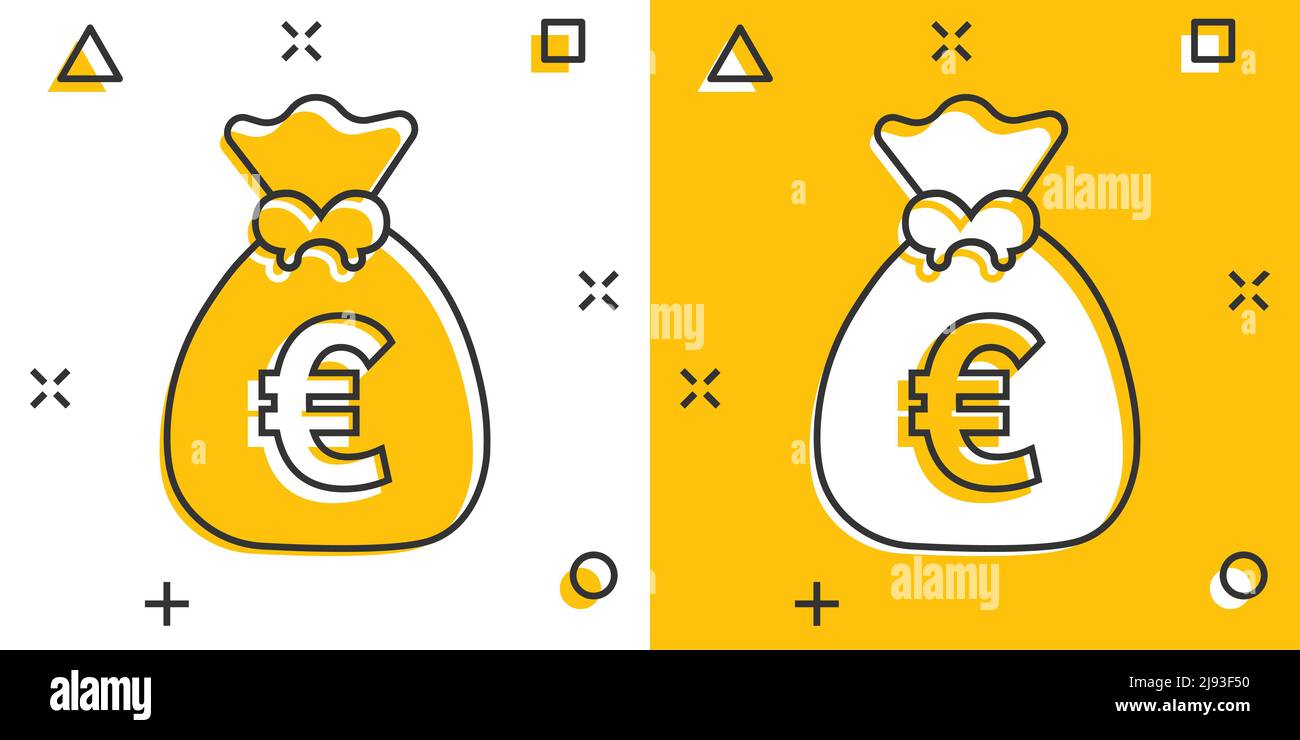 Money bag icon in comic style. Moneybag cartoon vector illustration on ...