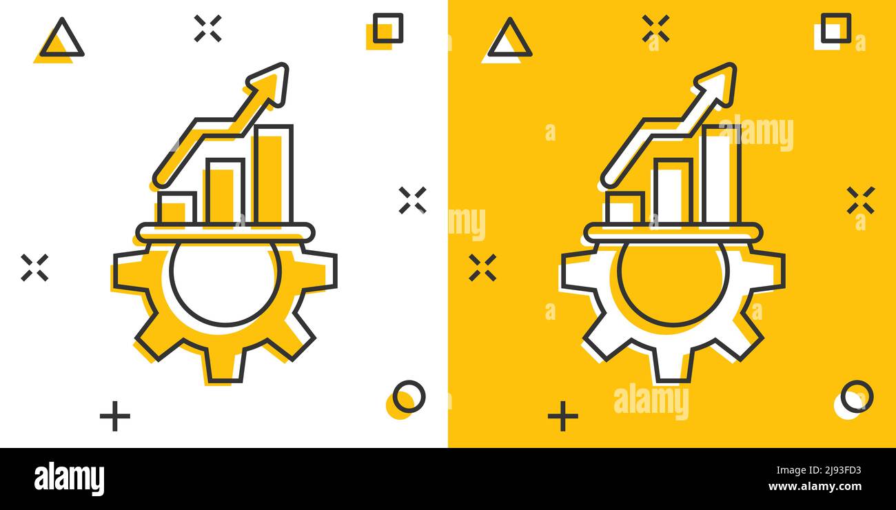 Productivity icon in comic style. Process strategy cartoon vector ...