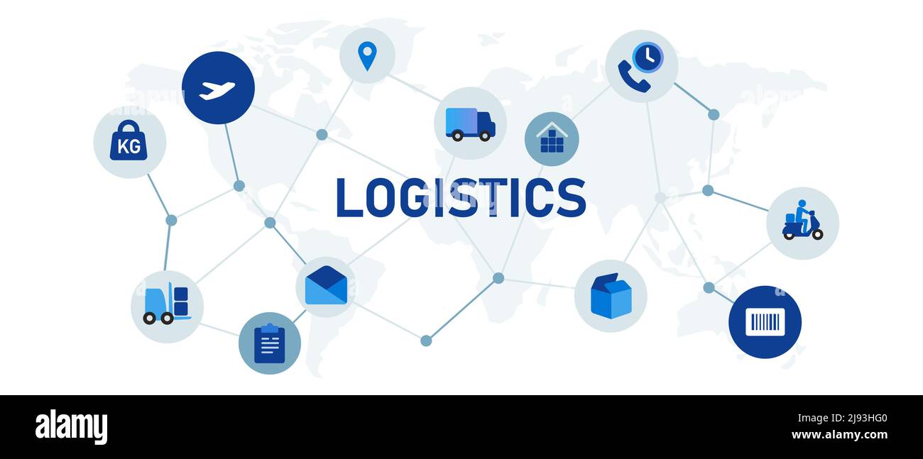 Logistics concept of product delivery warehousing technology connected ...