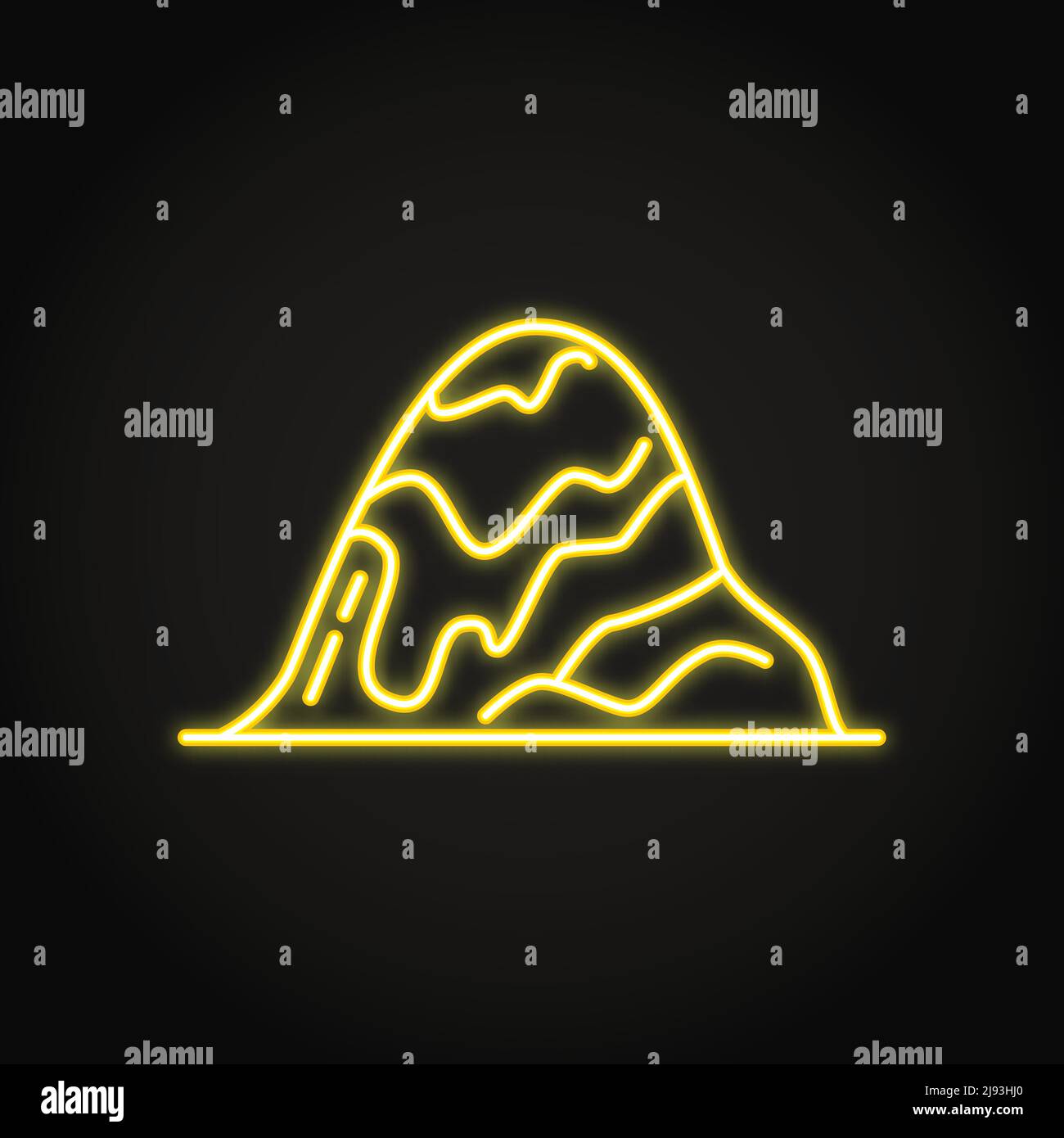 Rounded hill icon on in thin line style. Rocks symbol. Vector ...