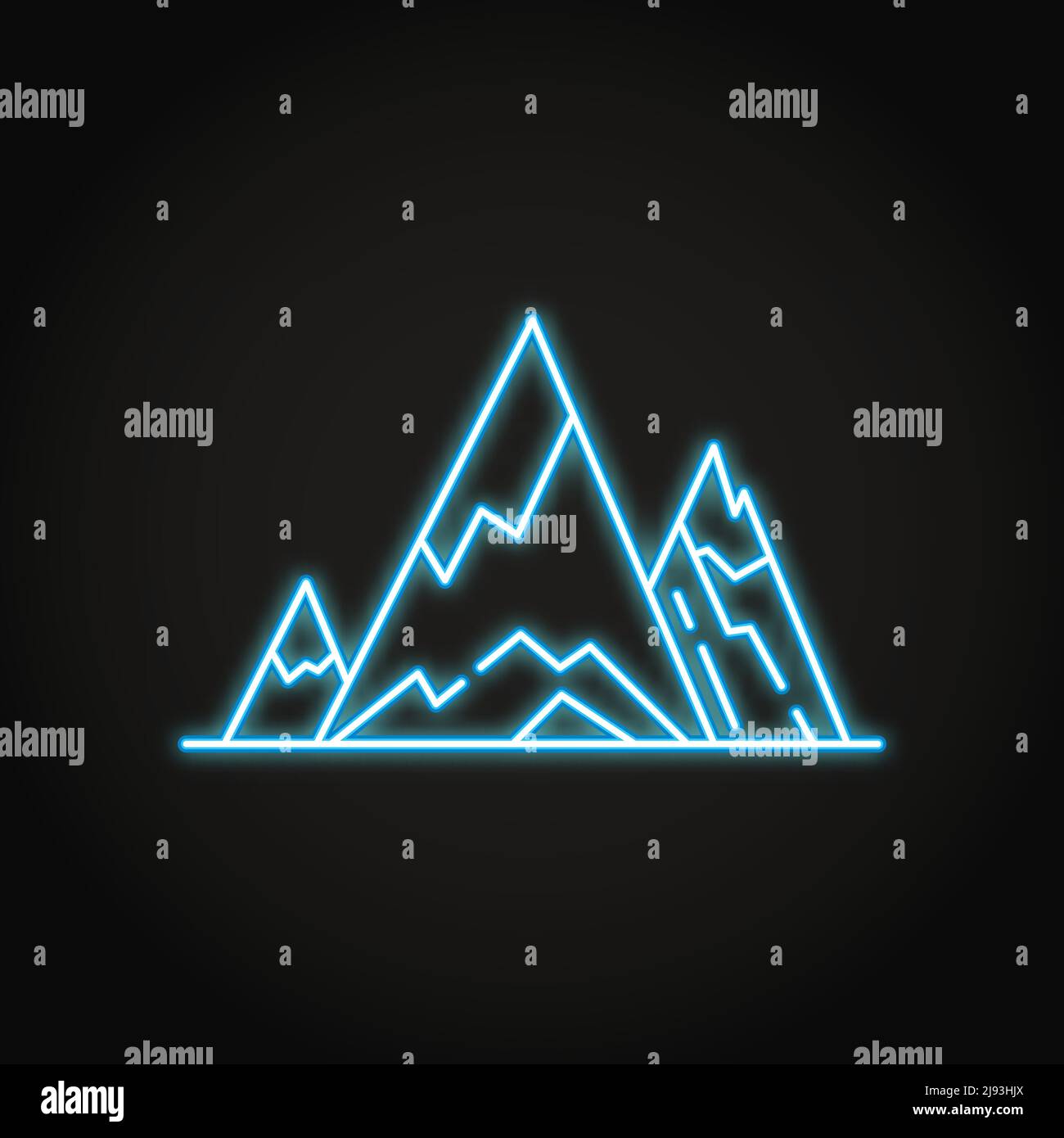 Mountain peaks icon in thin line style. Sharp rocks symbol. Vector ...