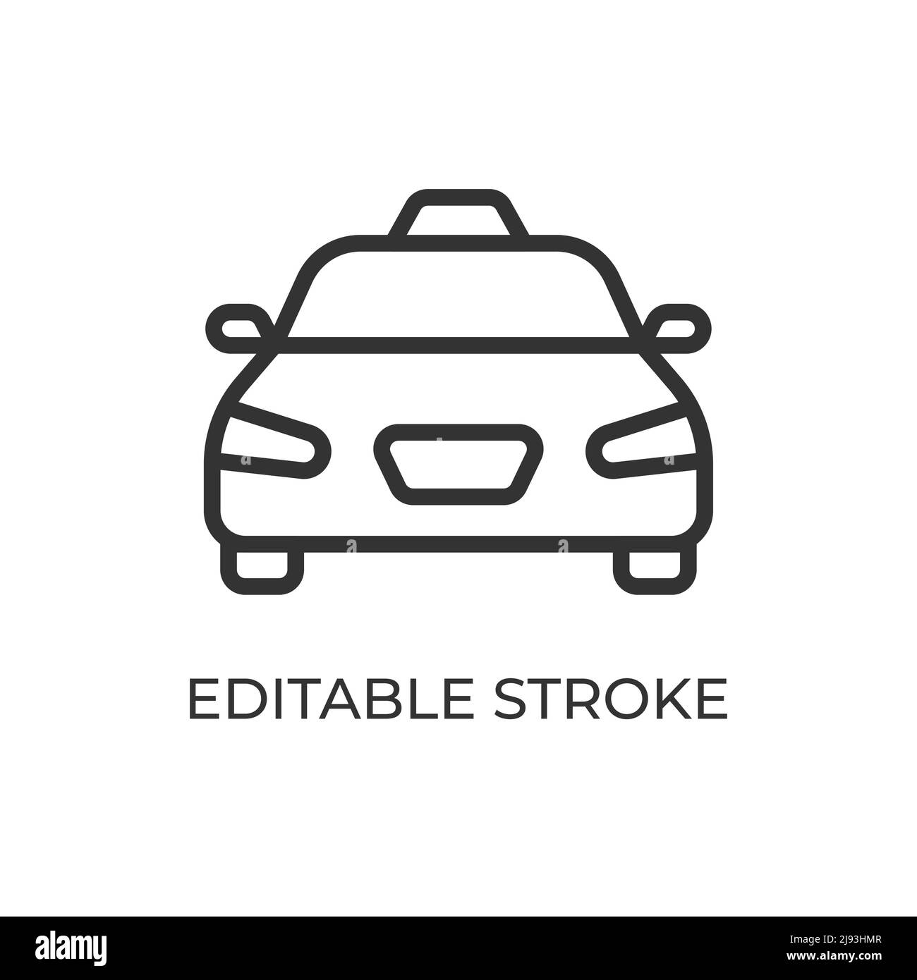 Taxi car front view line icon. Ground transport. Used for passenger ...