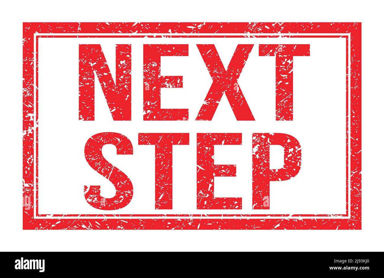 NEXT STEP, words written on red rectangle stamp sign Stock Photo - Alamy
