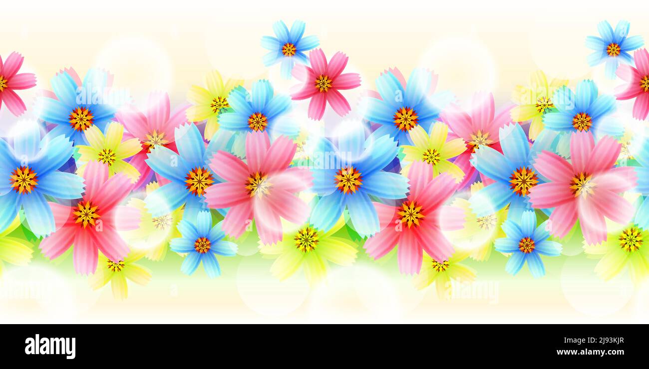 Illustration Seamless beautiful Floral Border isolated on white. EPS10 ...