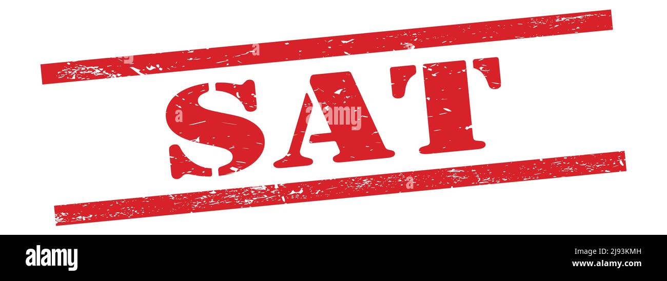SAT text on red grungy vintage rubber stamp Stock Photo - Alamy