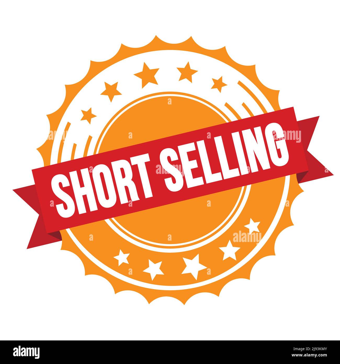 SHORT SELLING text on red orange ribbon badge stamp Stock Photo - Alamy