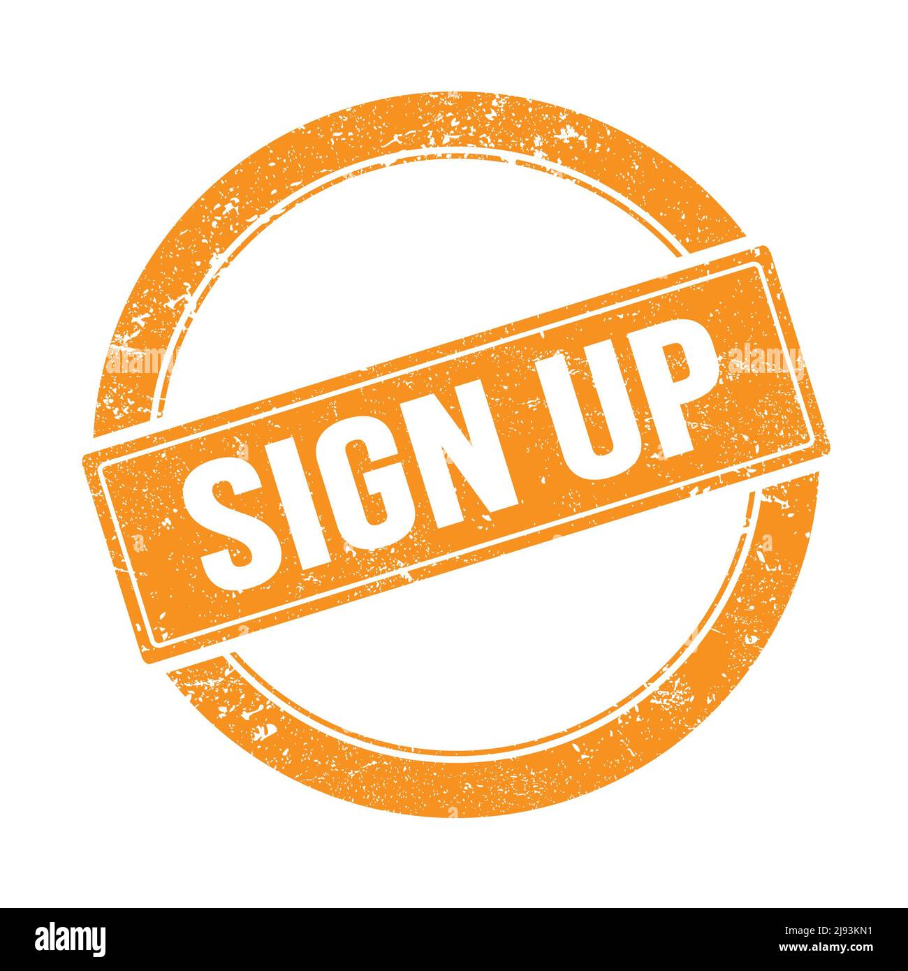 SIGN UP text on orange grungy round vintage stamp Stock Photo - Alamy