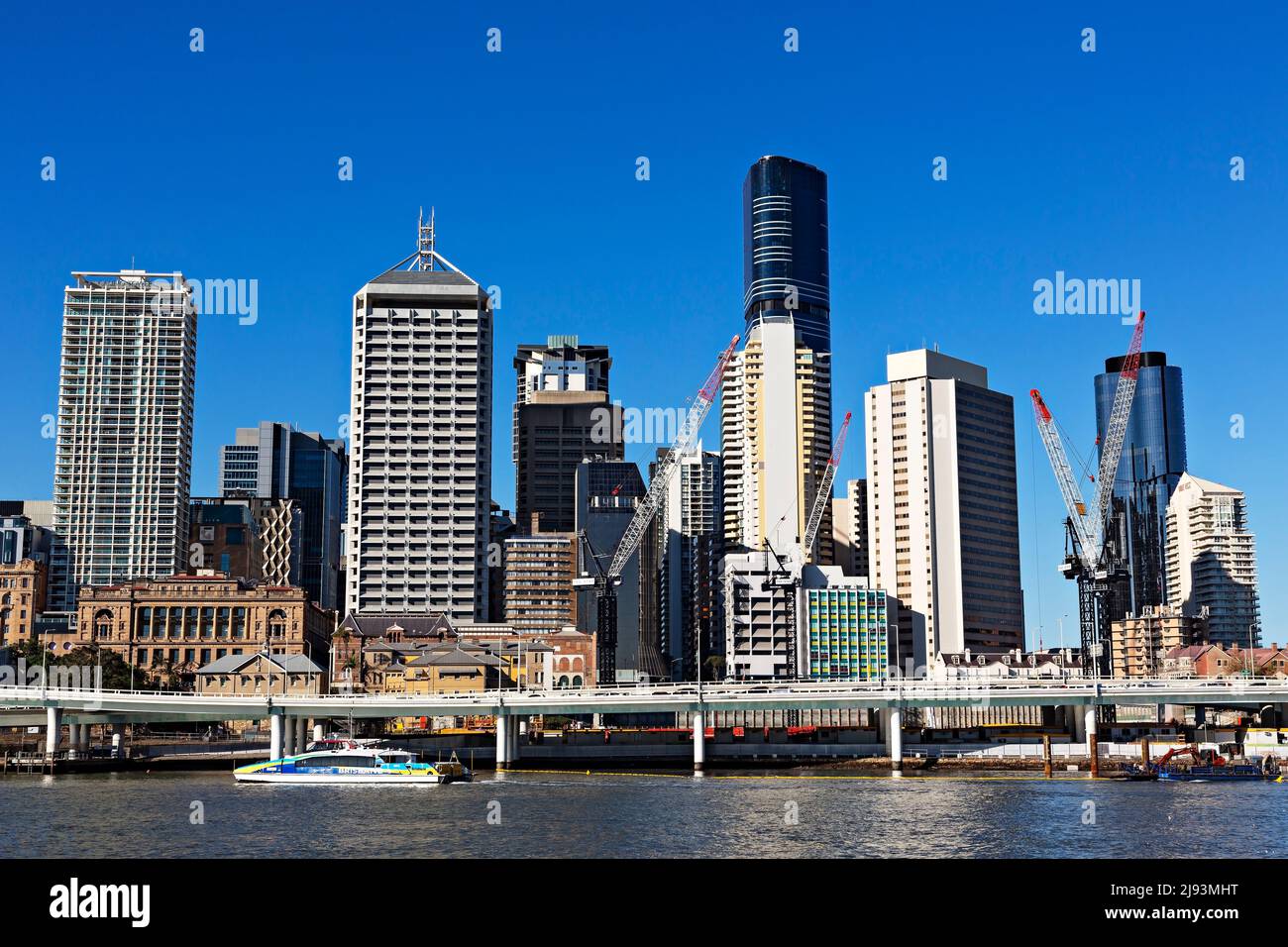 Brisbane Australia / The Brisbane Skyline with construction cranes ...