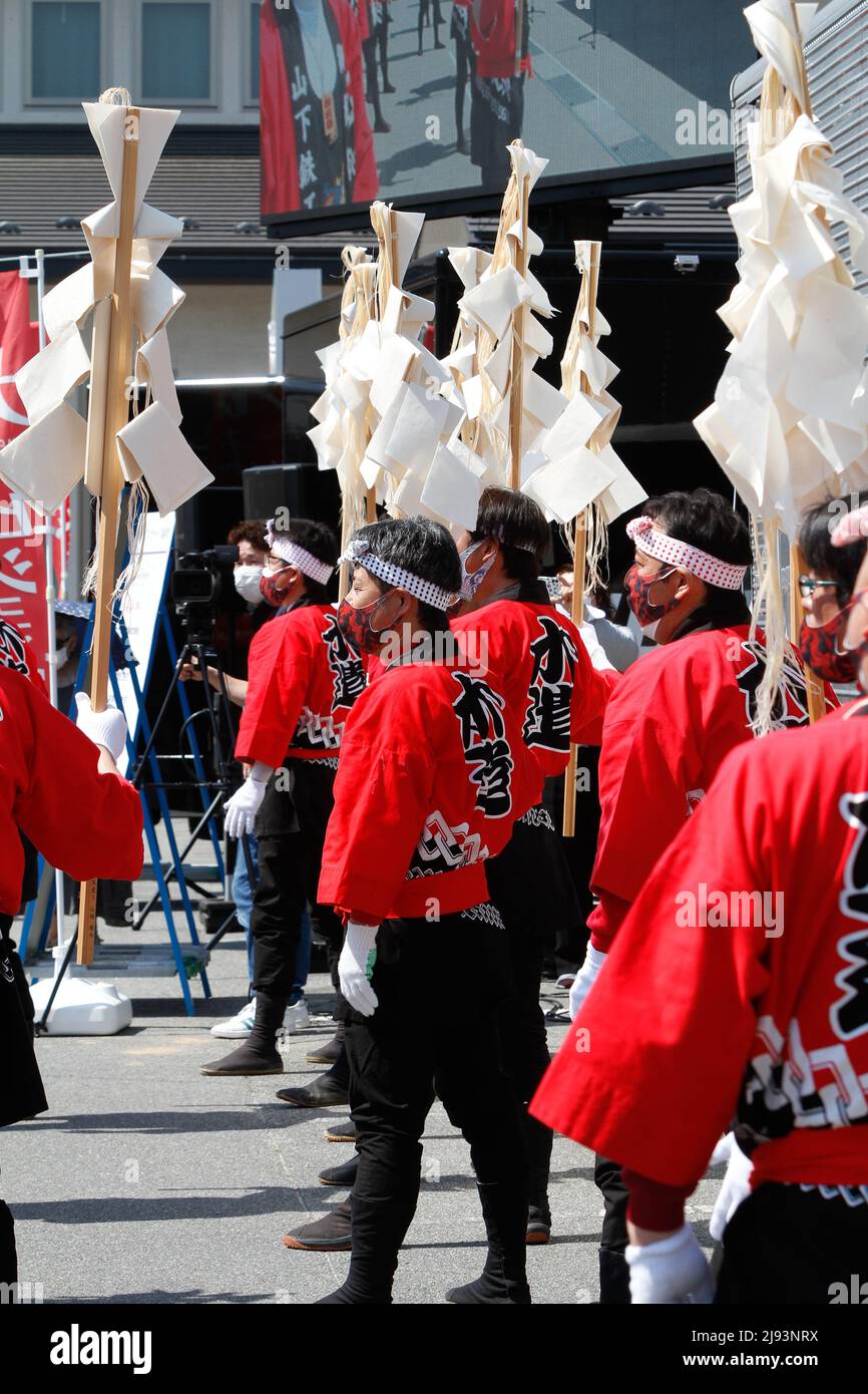 iida, nagano, japan, 2022/19/05 , performers of a traditional japanese ...