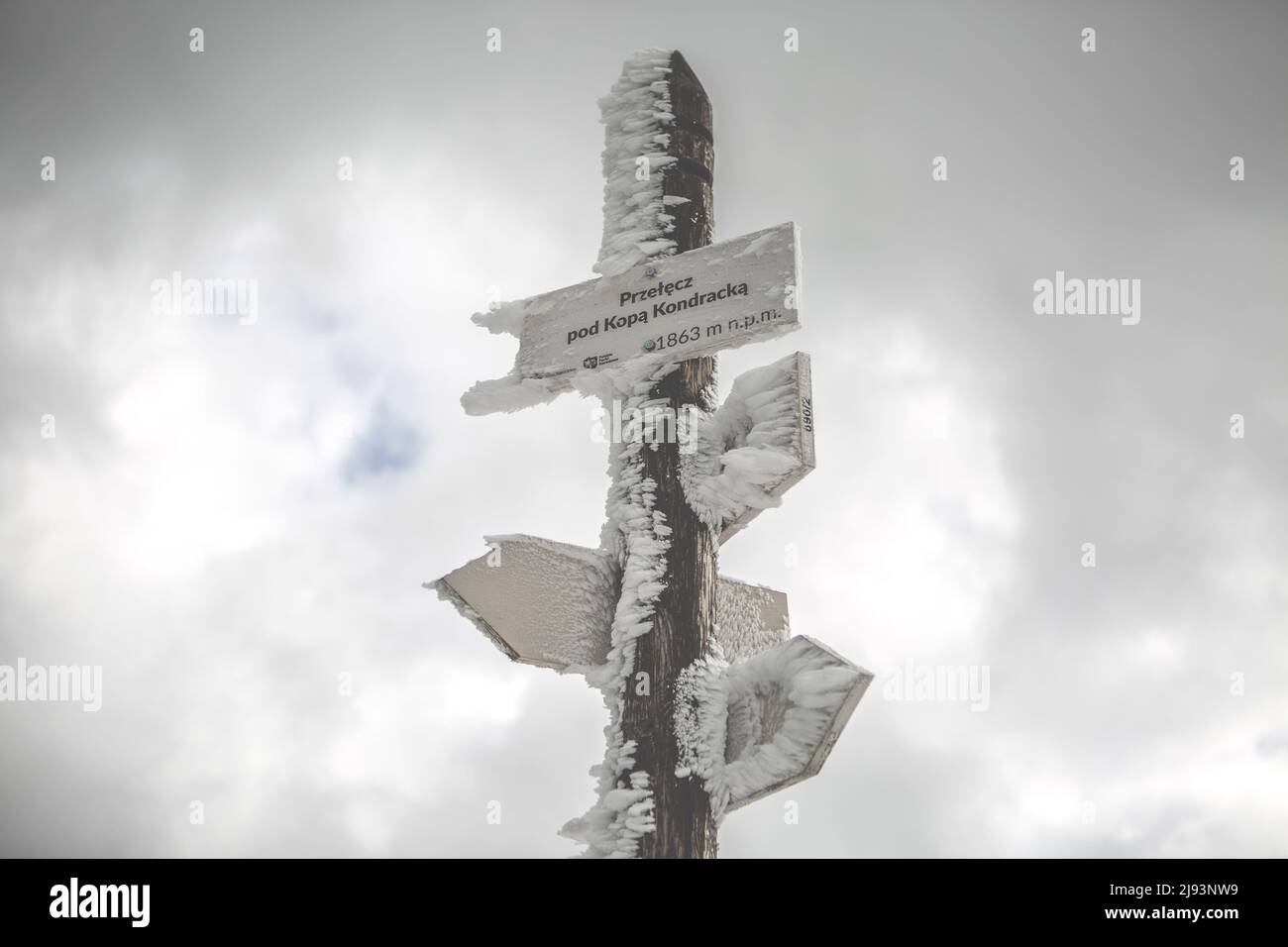 Frozen sign in Tatra mountains Stock Photo - Alamy